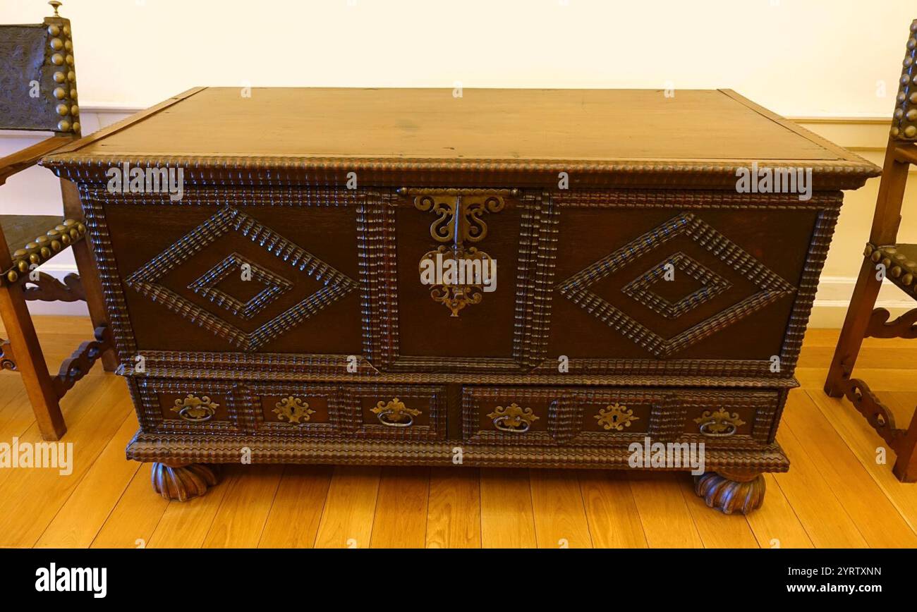Chest, Portugal, 1650-1700s, Brazilian hardwood, mahogany, ebony, iron ...