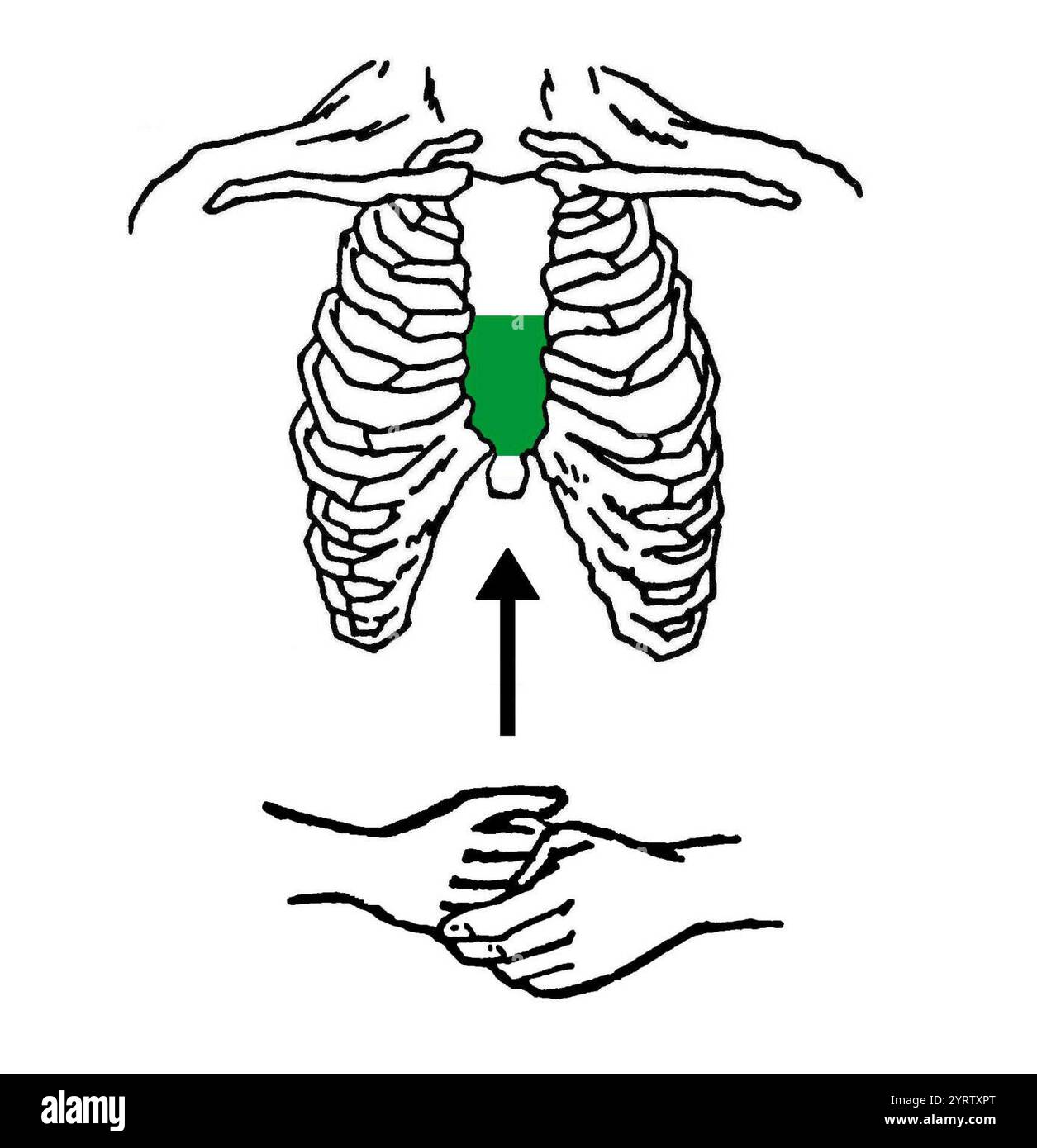 Chest thrusts, point of applying Stock Photo - Alamy