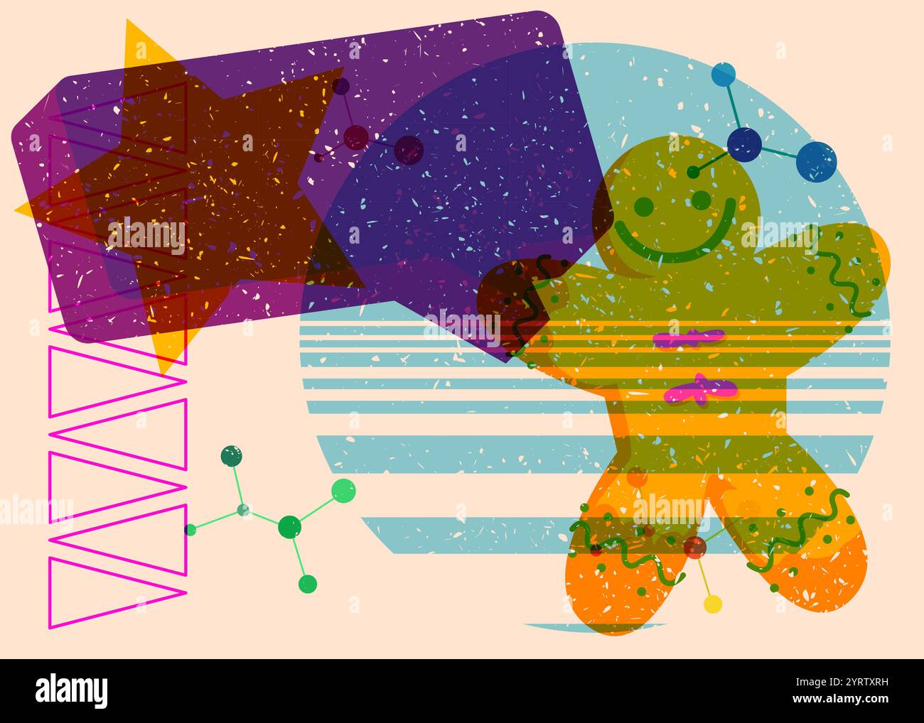 Risograph gingerbread man christmas Stock Vector Images - Alamy