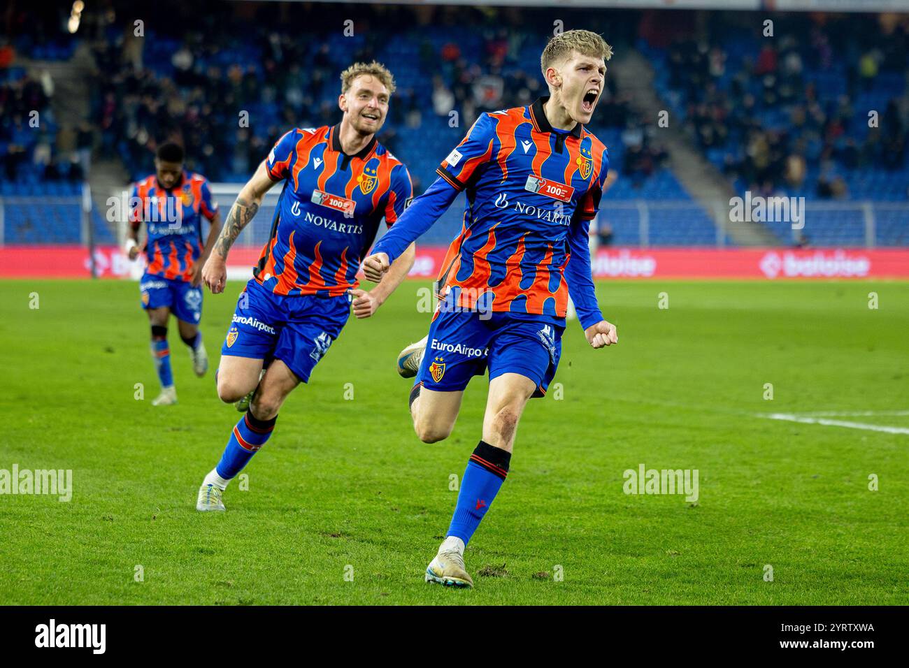 Basel, Switzerland, December 04st 2024: Goalscorer Anton Kade (30 Basel ...