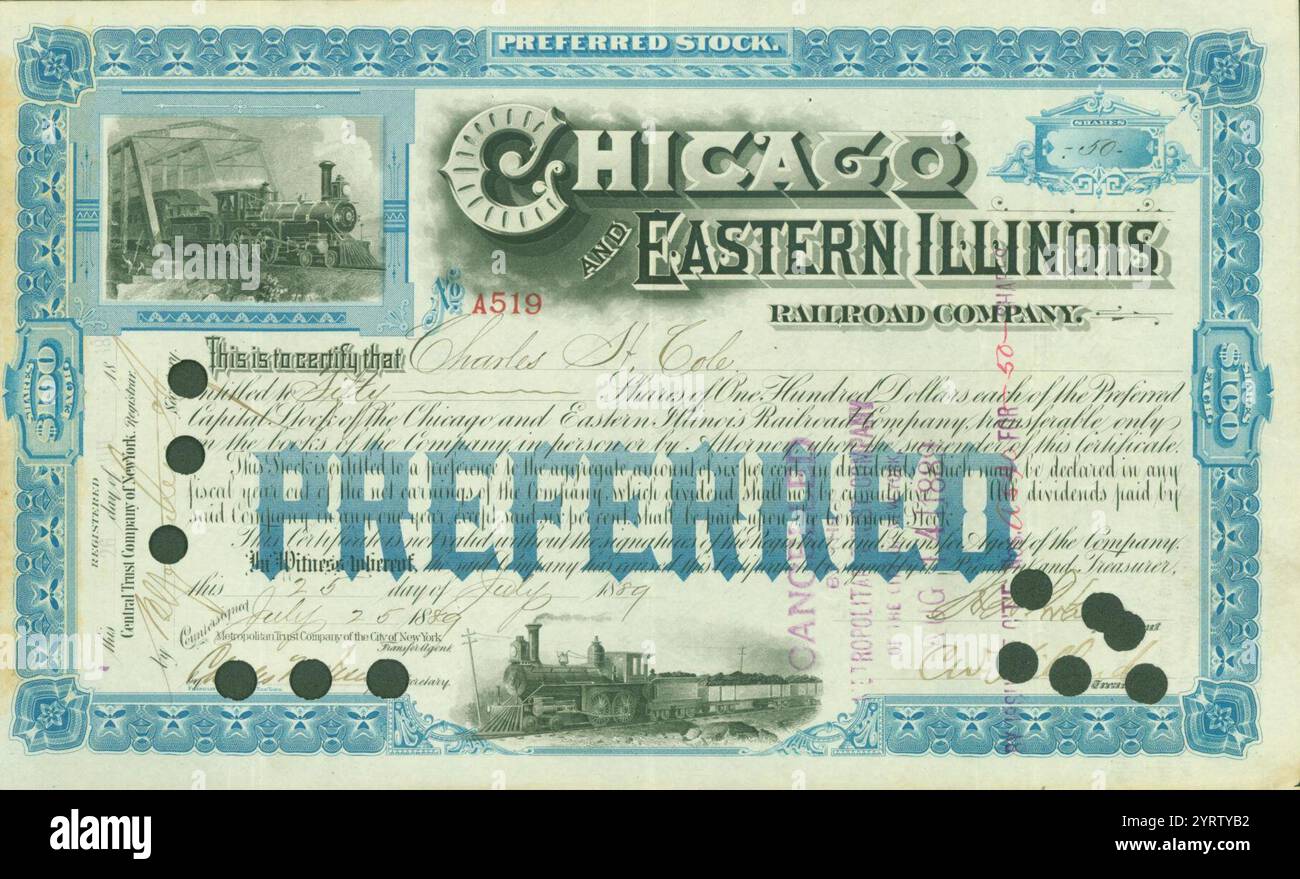 Chicago and Eastern Illinois RR 1889 Stock Photo - Alamy