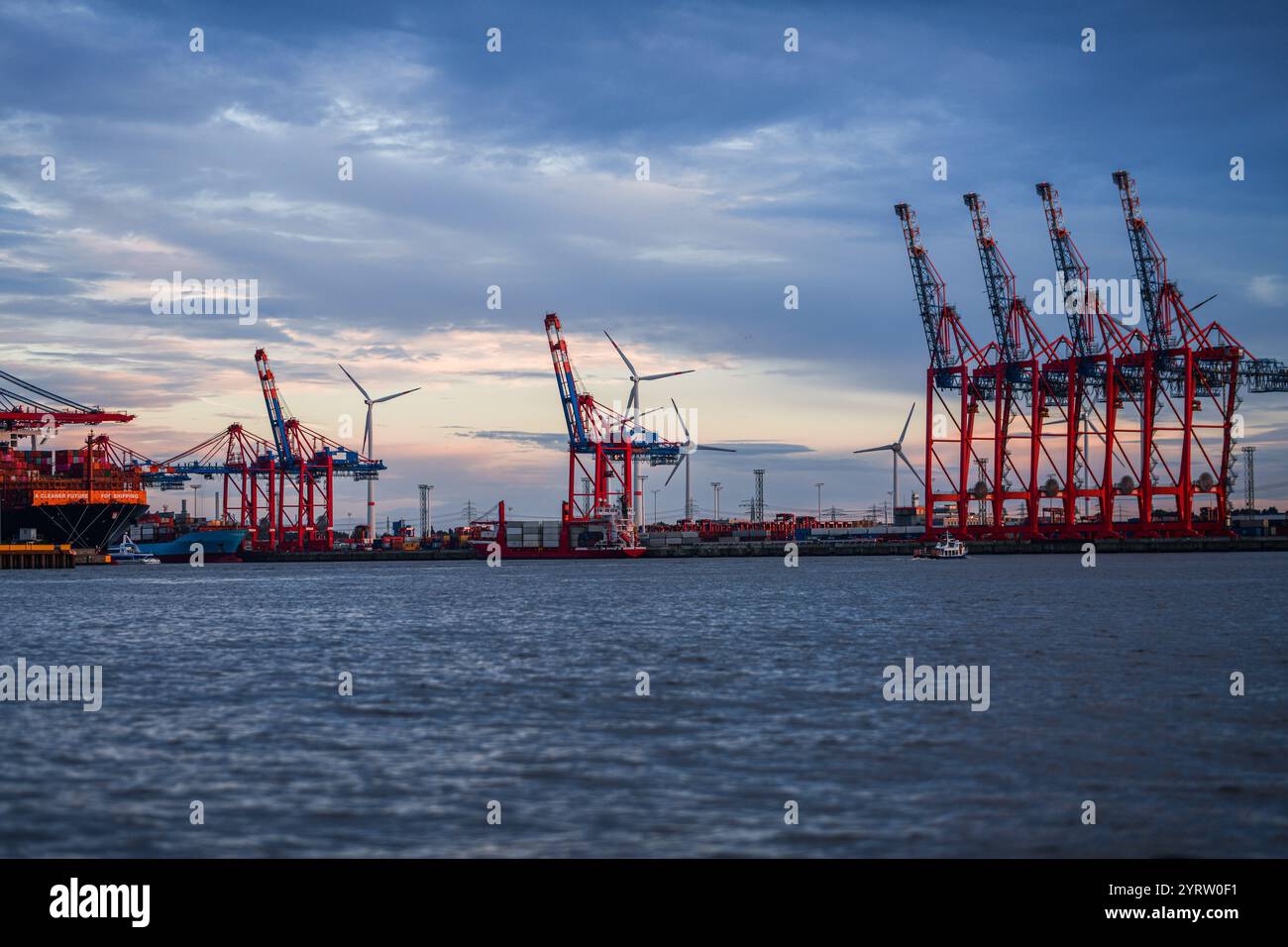 Ship container port. Container terminal in the port. Terminal port ...