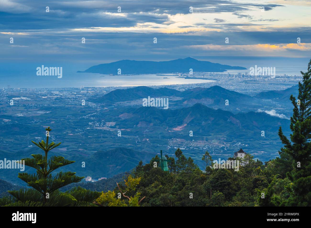 Top view of Da Nang city from the mountain in Ba Na Hills in Vietnam ...