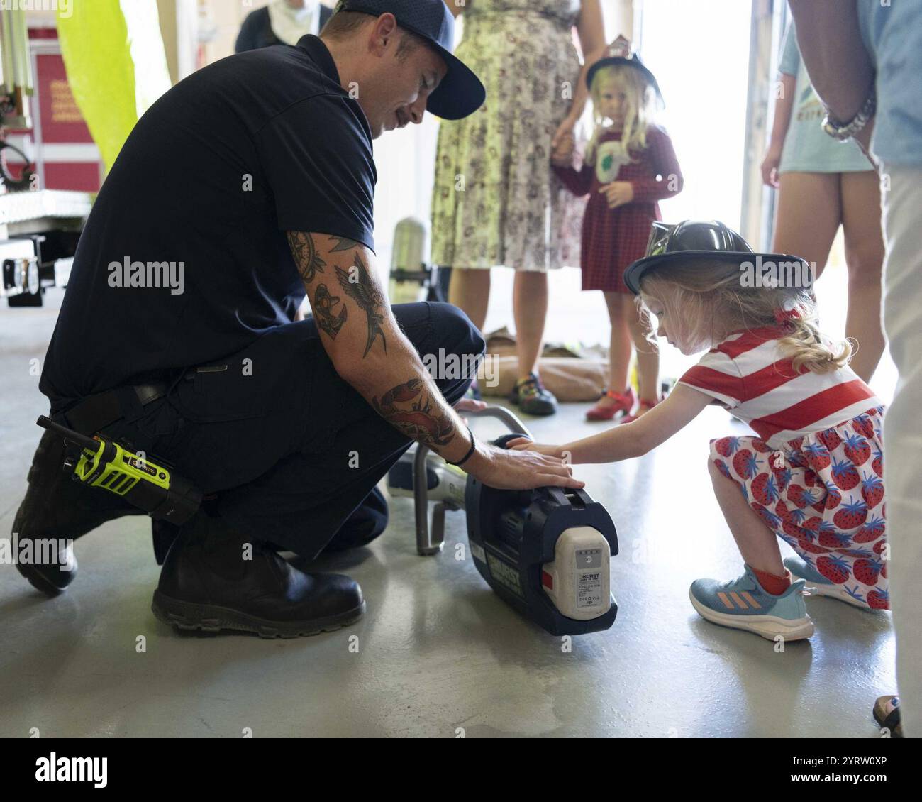 Children visit the NSA Souda Bay Firehouse (8611817 Stock Photo - Alamy