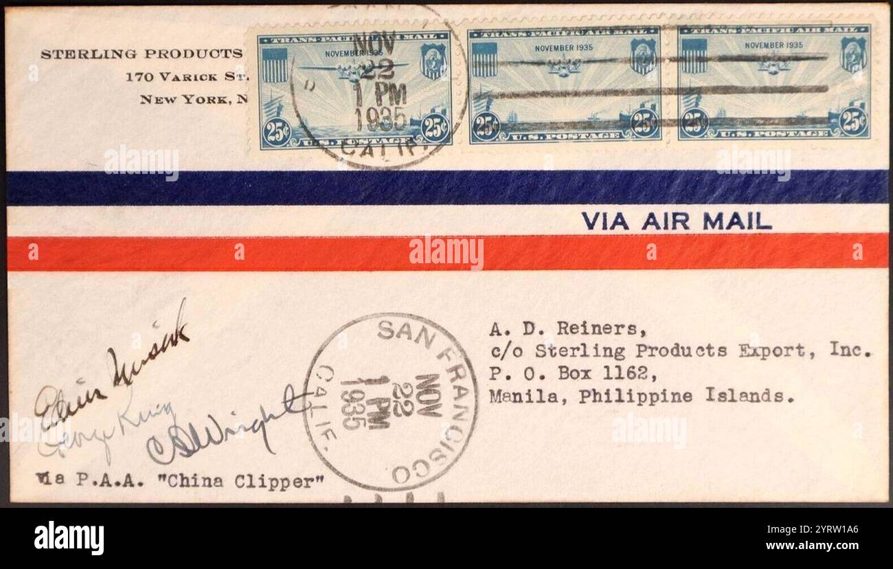 China Clipper, first airmail flight,1936 Stock Photo - Alamy