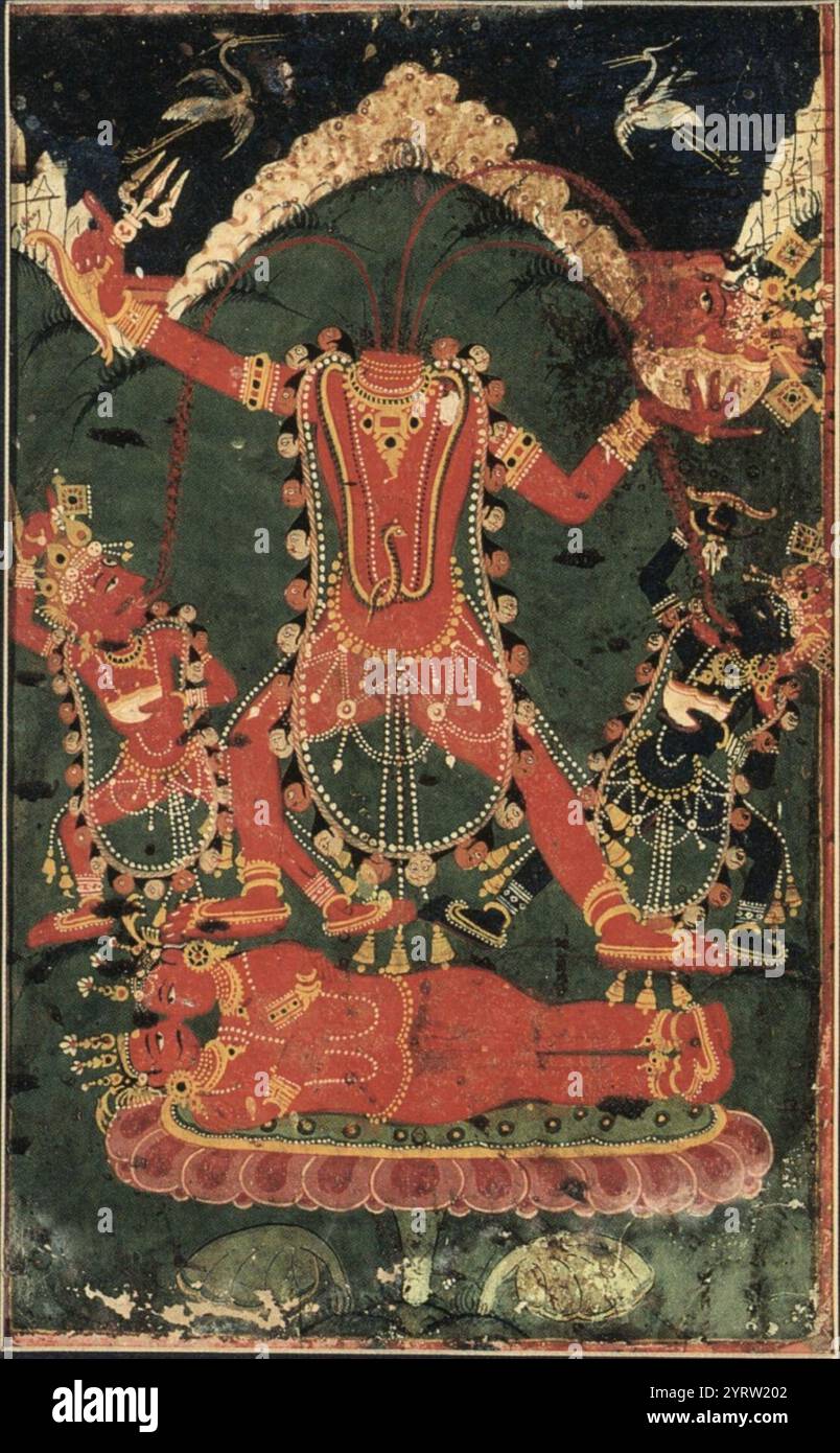 Chinnamasta above Kama and Rati on a lotus flower - 18th century ...