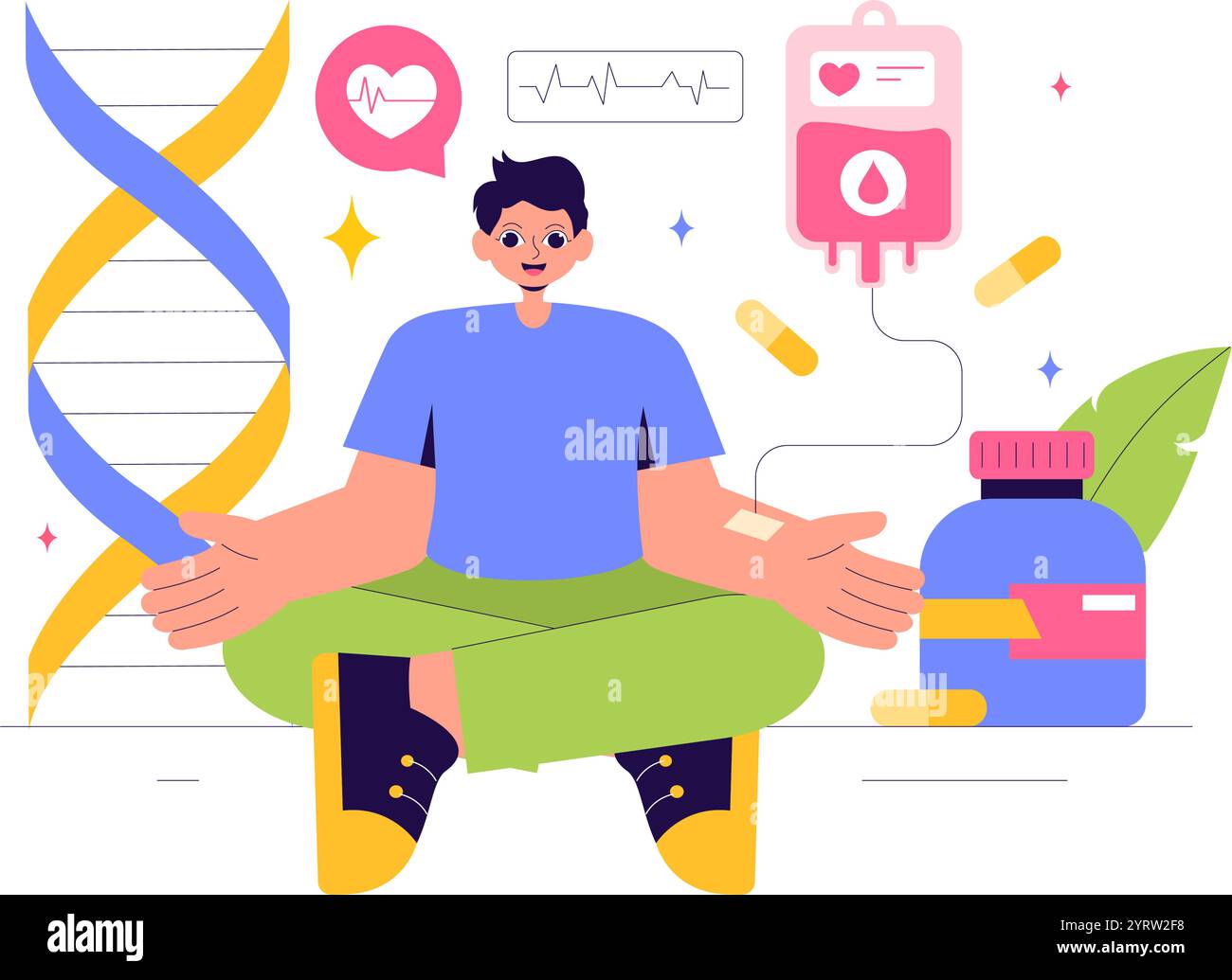 Biohack Vector Illustration Featuring Technological Processes of ...