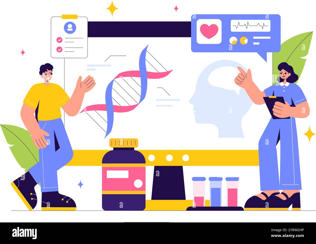 Biohack Vector Illustration Featuring Technological Processes of ...