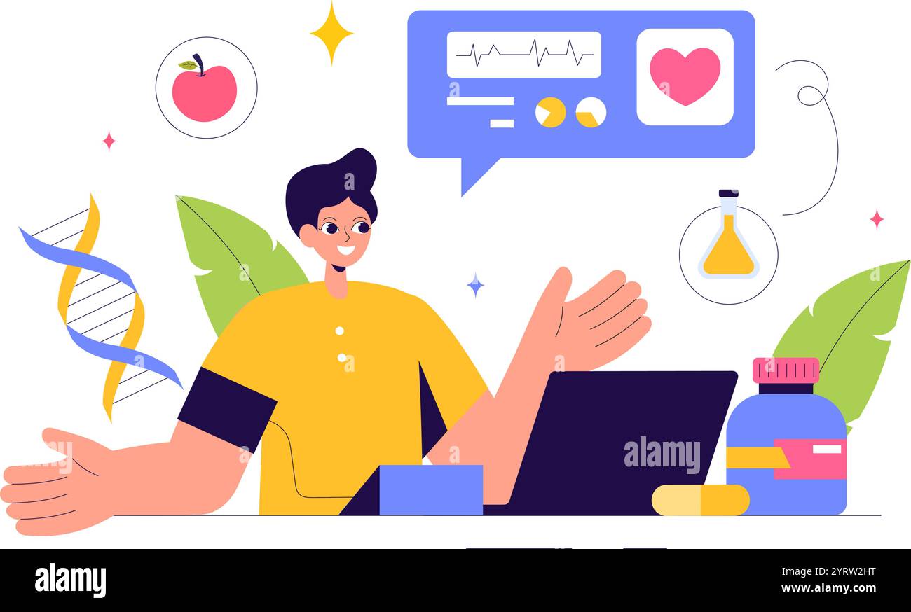 Biohack Vector Illustration Featuring Technological Processes of ...