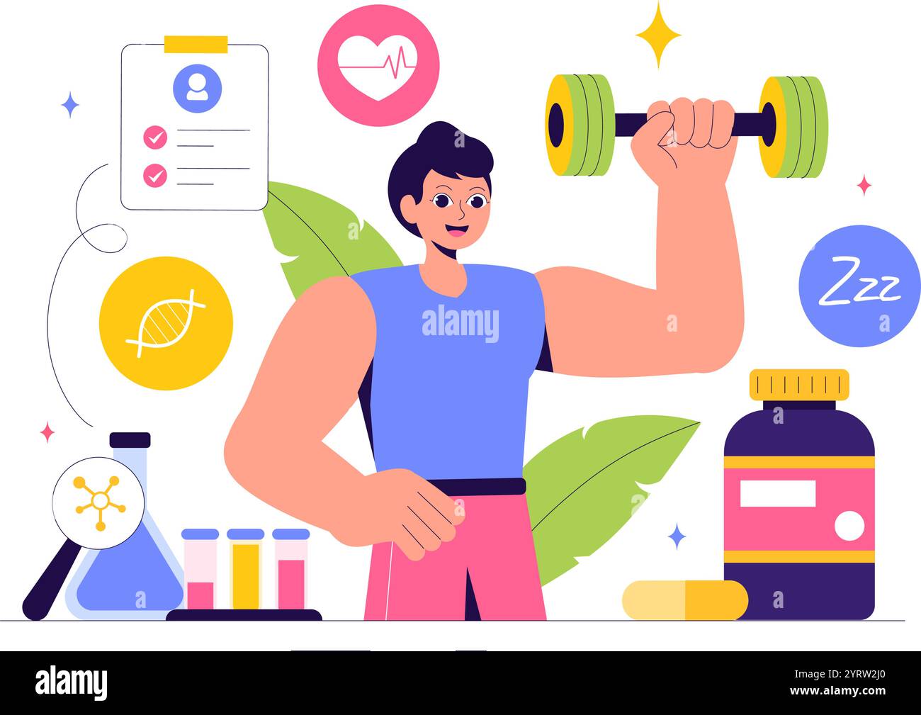 Biohack Vector Illustration Featuring Technological Processes of ...