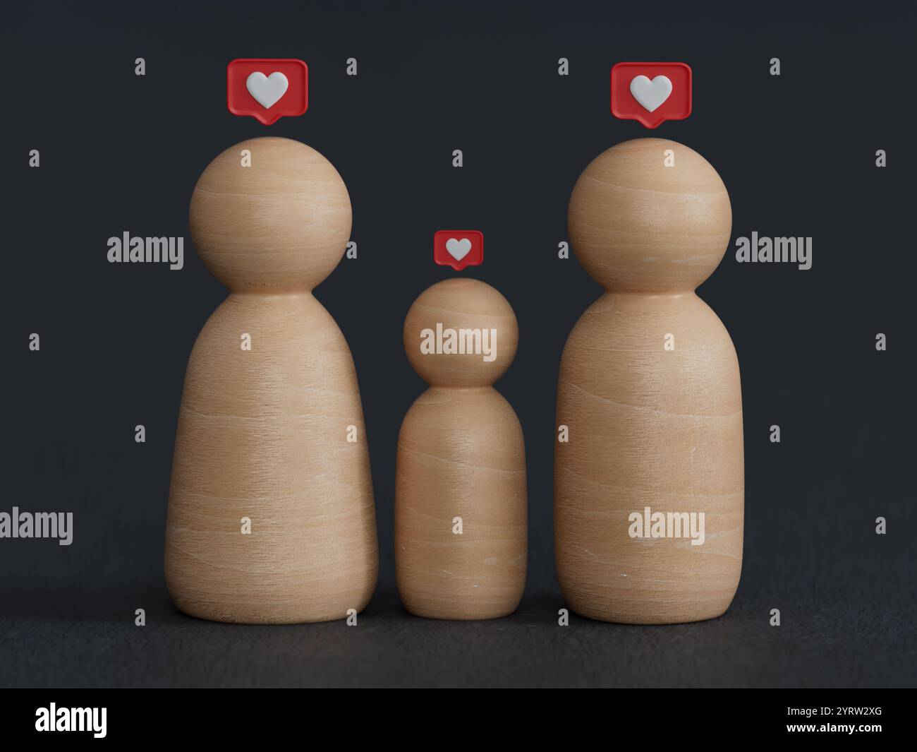 wooden figures peg doll of family members on wood table, Family ...