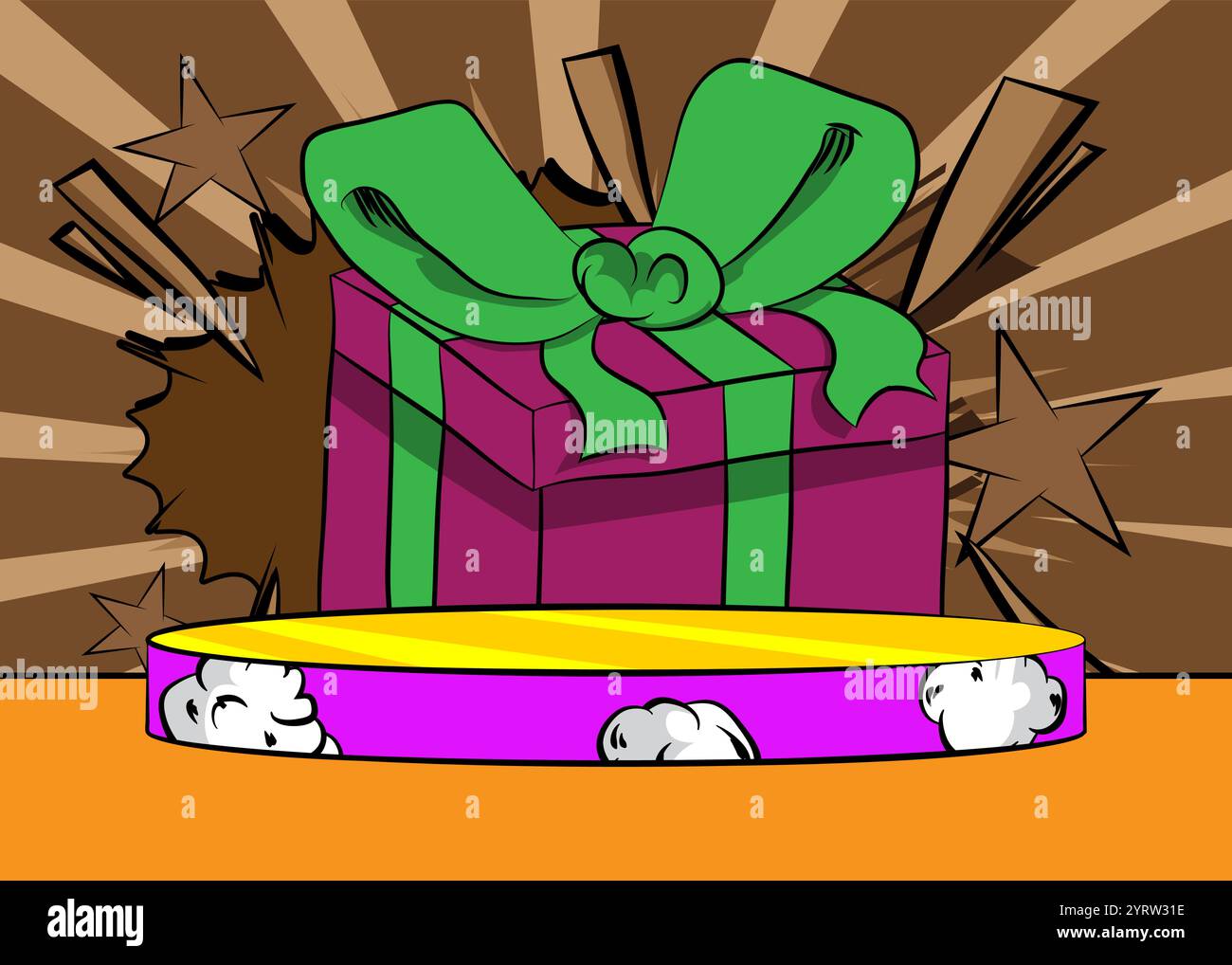 Comic Book Product podium stage for mockup presentation with Gift Box ...