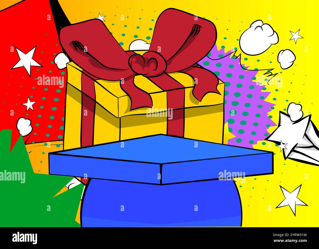 Comic Book Product podium stage for mockup presentation with Gift Box ...