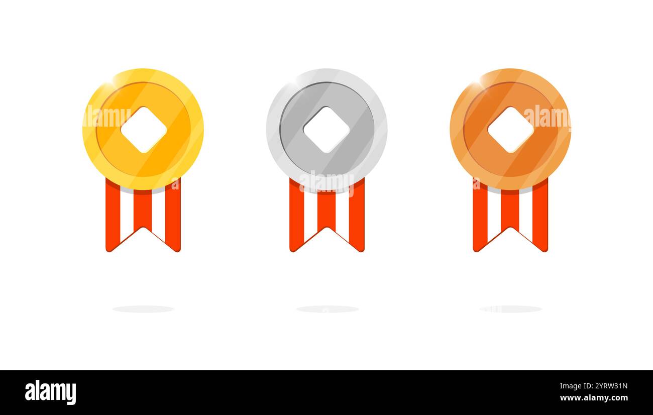 Gaming achievement medal badge set with Chinese lucky coin and red ...