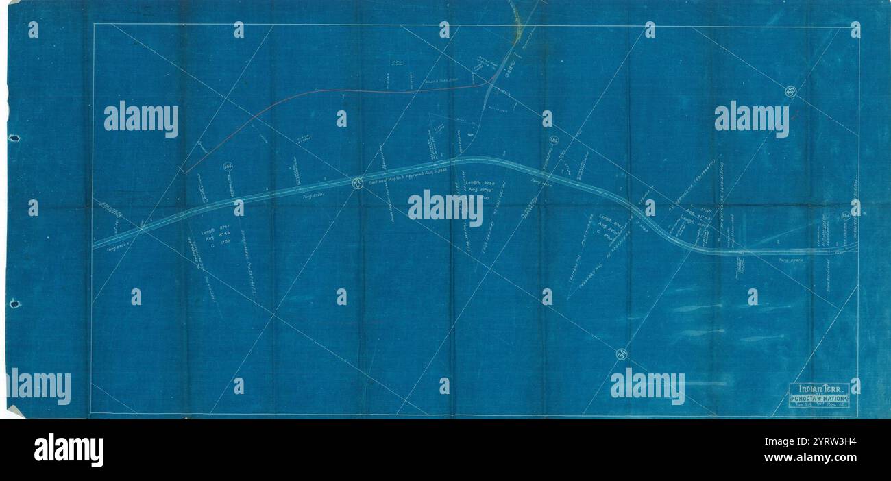 Choctaw Nation, Muscogee Indian Territory, Sectional Map No. 9 Stock ...