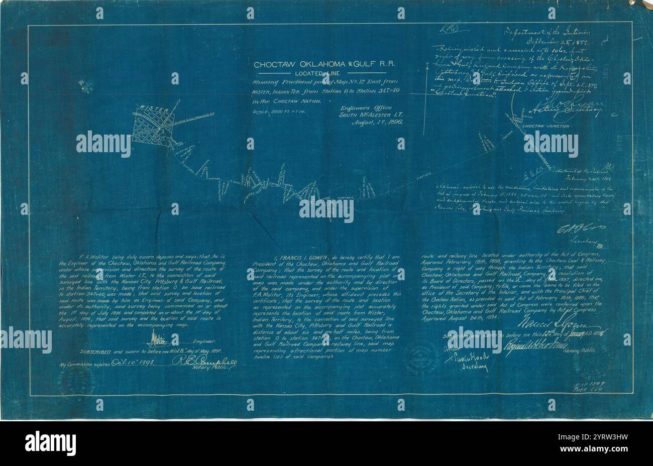 Choctaw, Oklahoma, and Gulf Railroad, Located Line, Showing Fractional ...