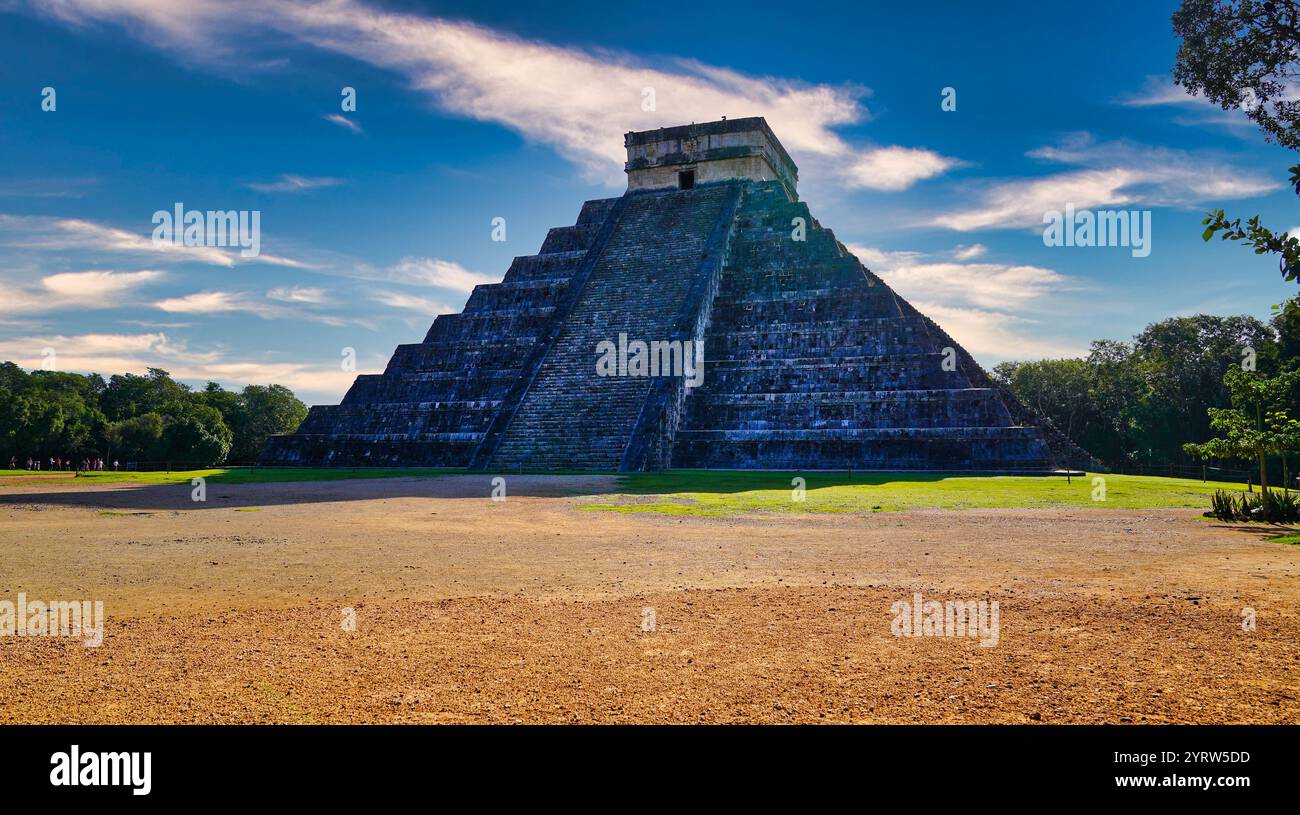 Great Temple Pyramid of Kukulcan, the feathered serpent god,El Castillo ...