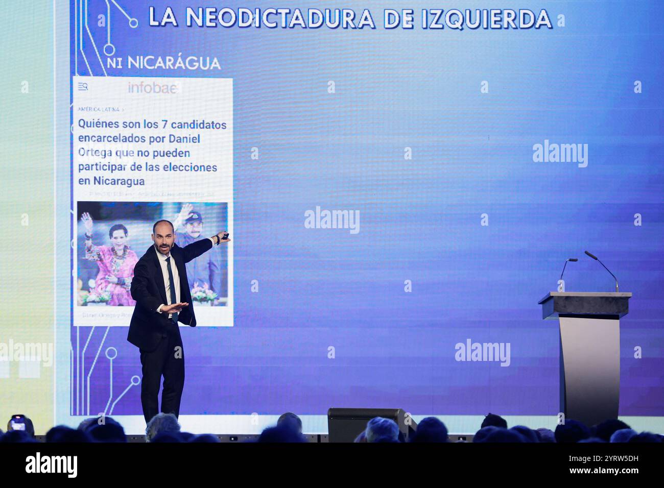 Buenos Aires, Argentina - December 4, 2024: Eduardo Bolsonaro speaks in ...