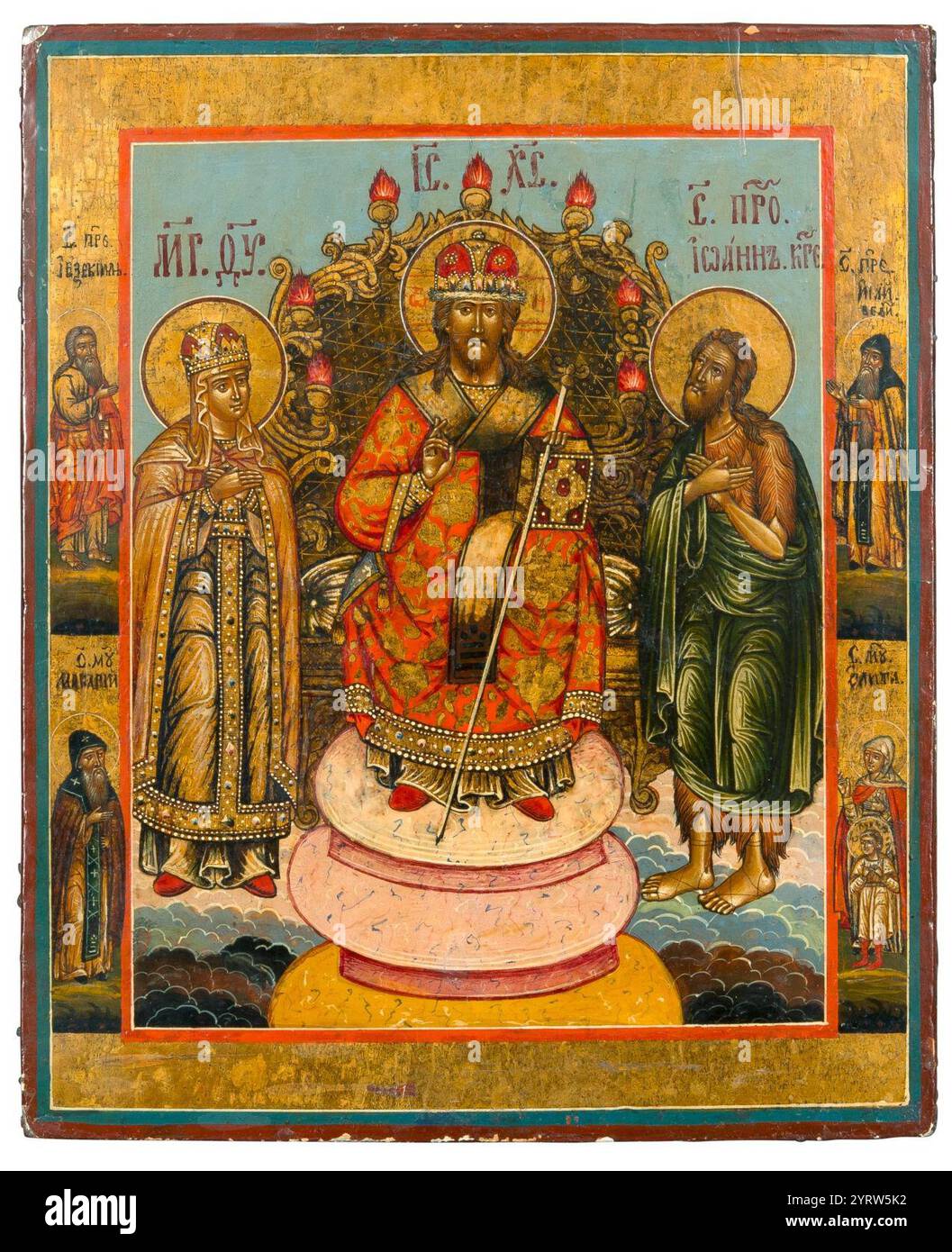 Christ enthroned with Mother of God and John the Forerunner Stock Photo ...