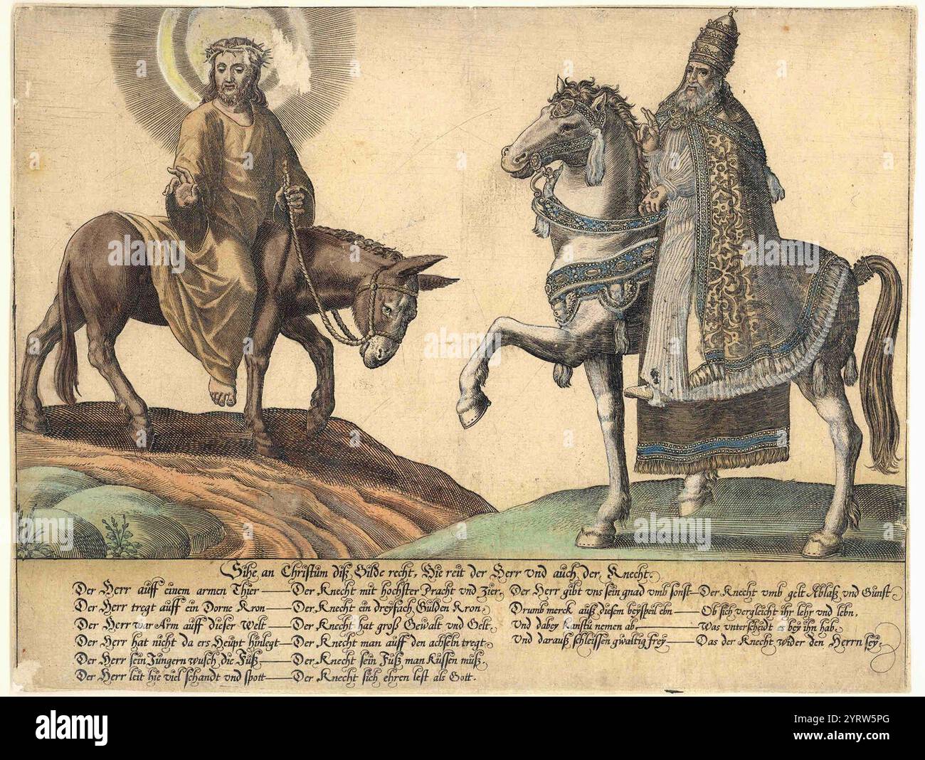 Christ on a donkey, the pope on a horse Stock Photo - Alamy