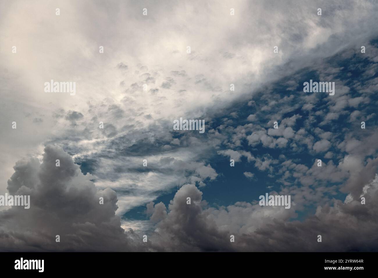 Cloud in the sky. Background with cloud. Gloomy sky with overcast clouds. Skyscape and ...