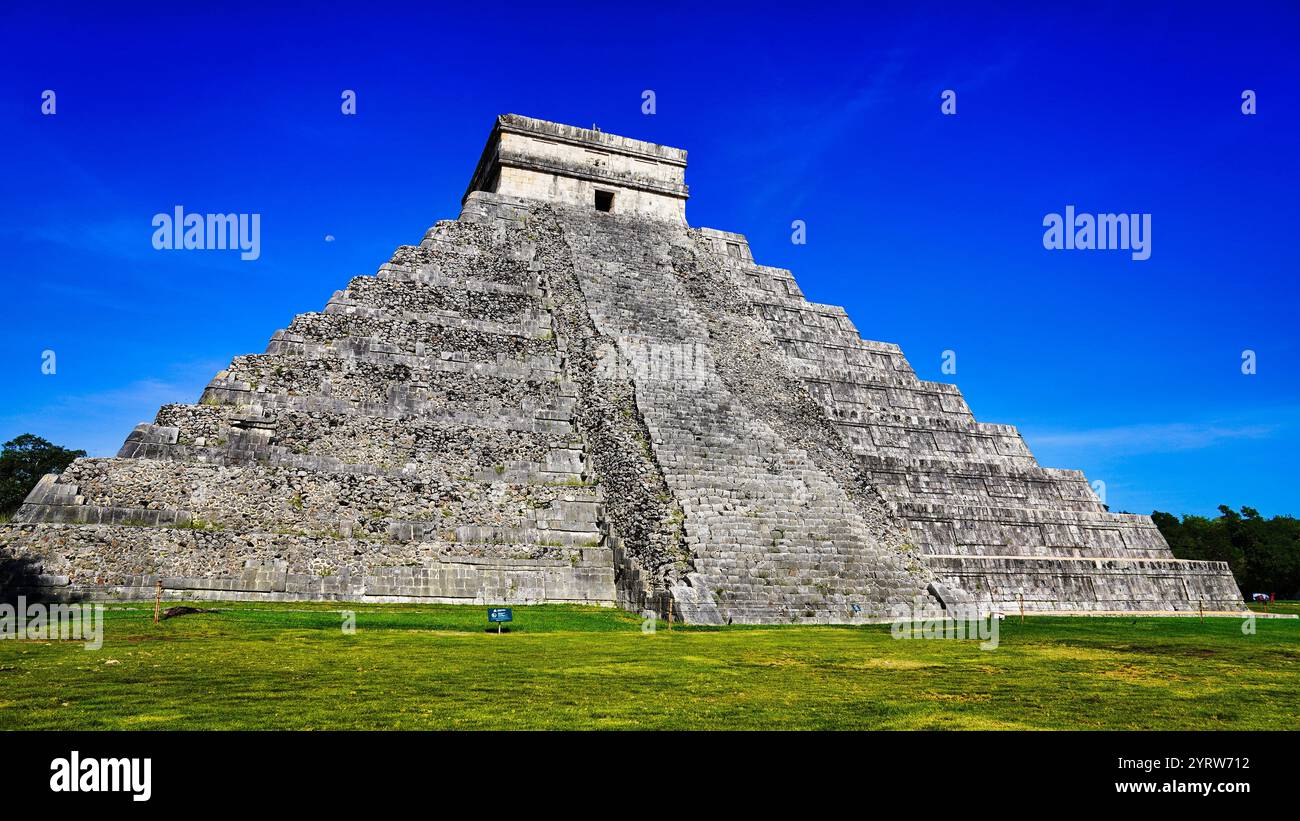 East facing view of Magnificent Temple Pyramid of Kukulcan,El Catilloon ...