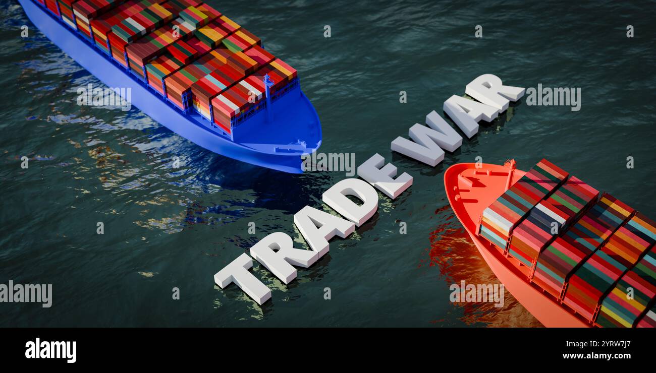 Two cargo ships from the United States and China carrying import and ...