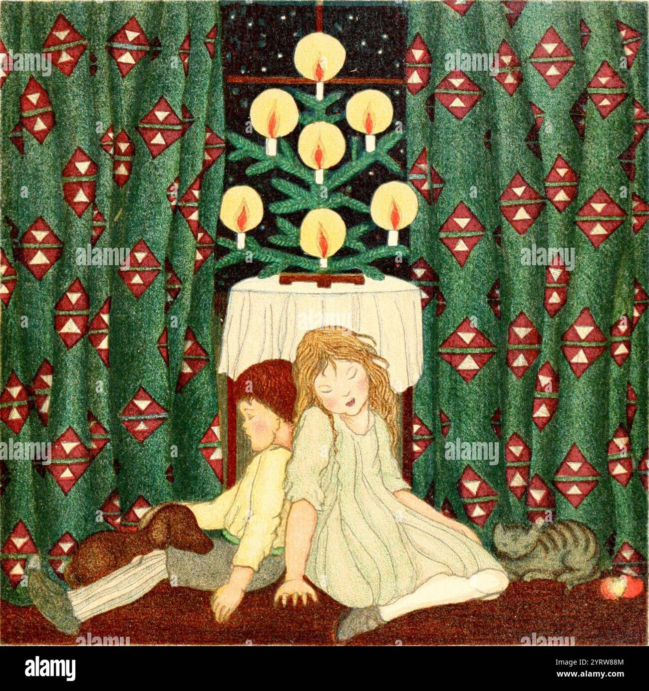 Christmas pictures by children (1922) color plate 06 Stock Photo - Alamy