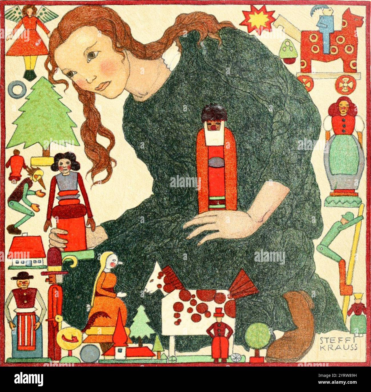 Christmas pictures by children (1922) color plate 03 Stock Photo - Alamy