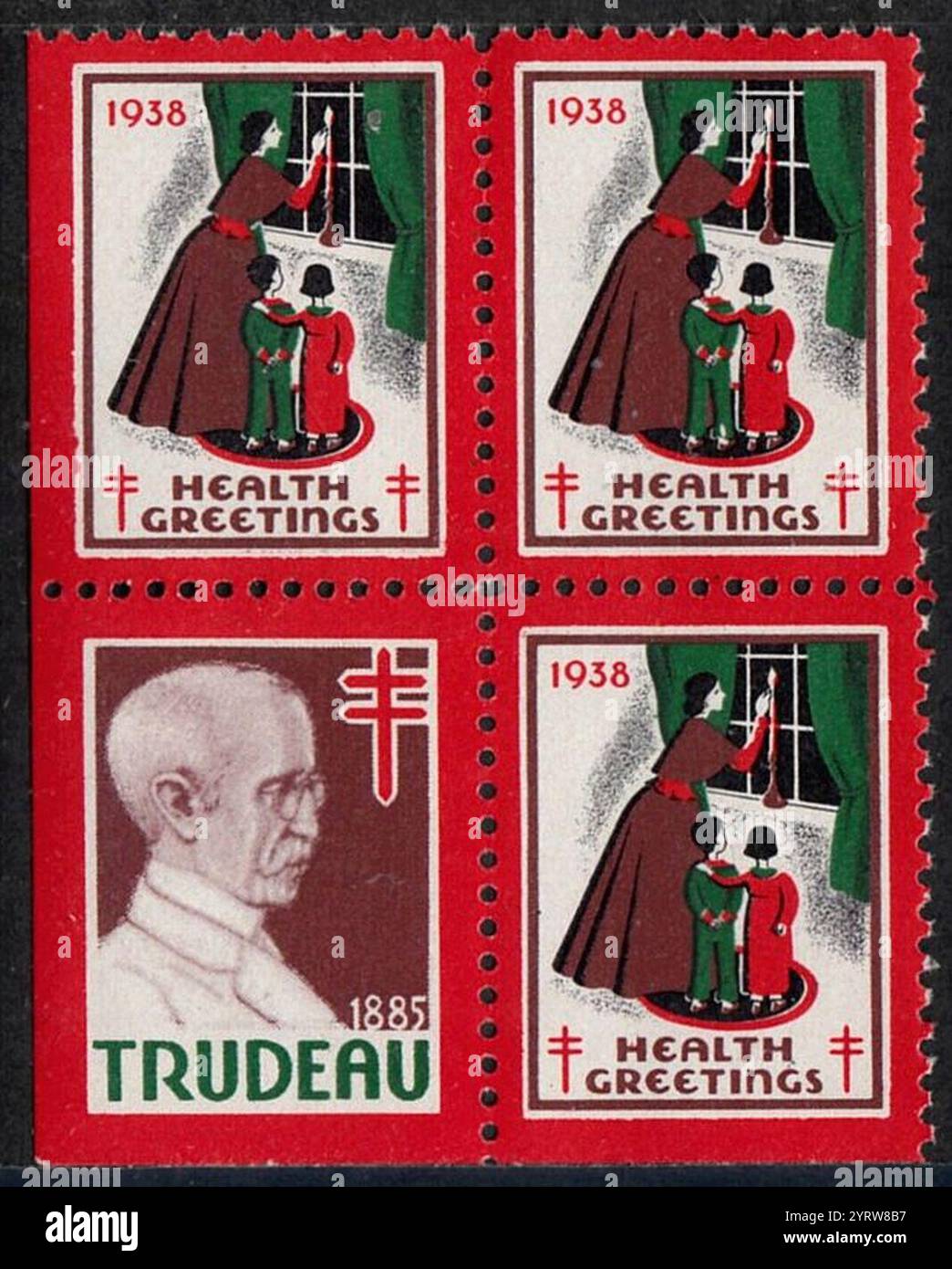 Christmas Seal, Edward Livingston Trudeau, 1938 issue Stock Photo - Alamy