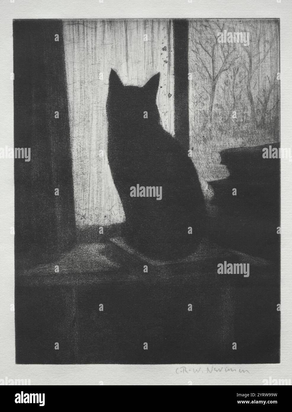 Christopher Richard Wynne Nevinson (British, 1889-1946) - The Cat Stock ...