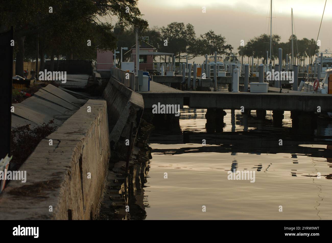 Concrete Sidewalk Seawall damaged by hurricanes Helene and Milton ...