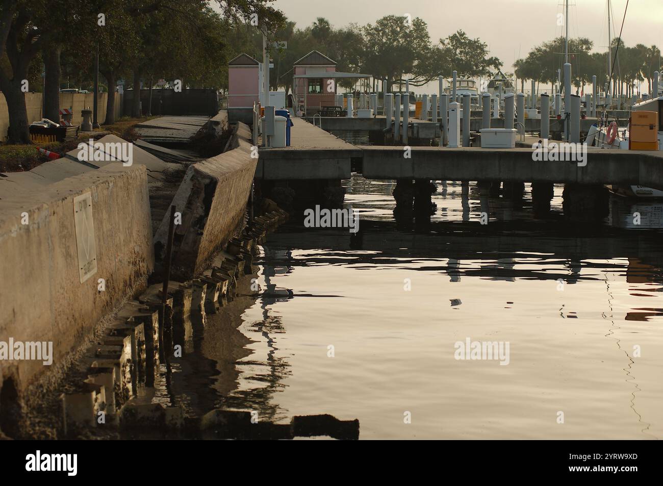 Concrete Sidewalk Seawall damaged by hurricanes Helene and Milton ...