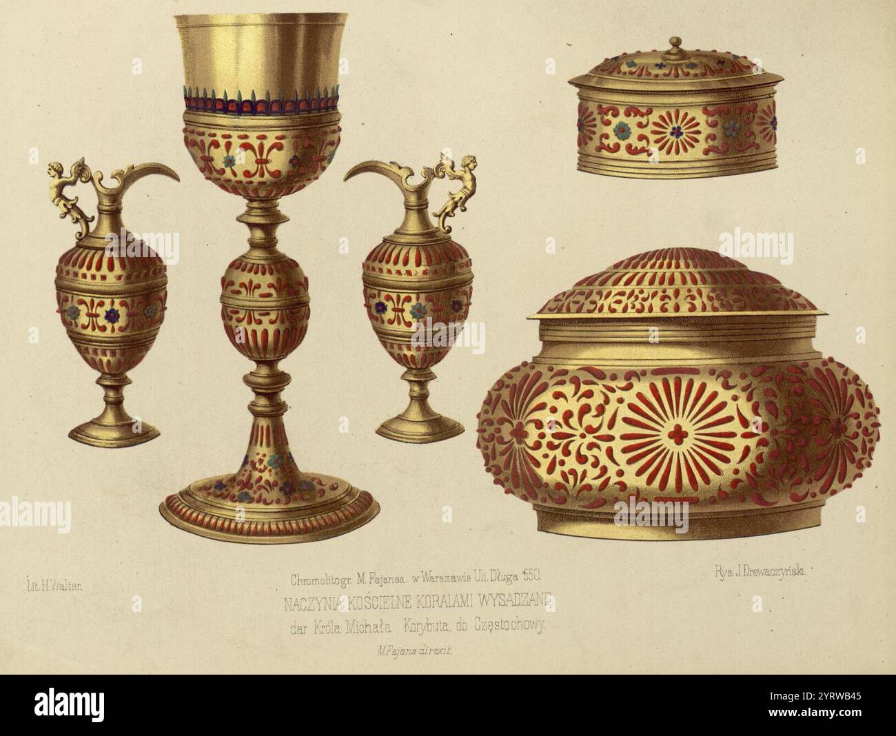 Church vessels set with corals, a gift from Mykolas Kaributas ...