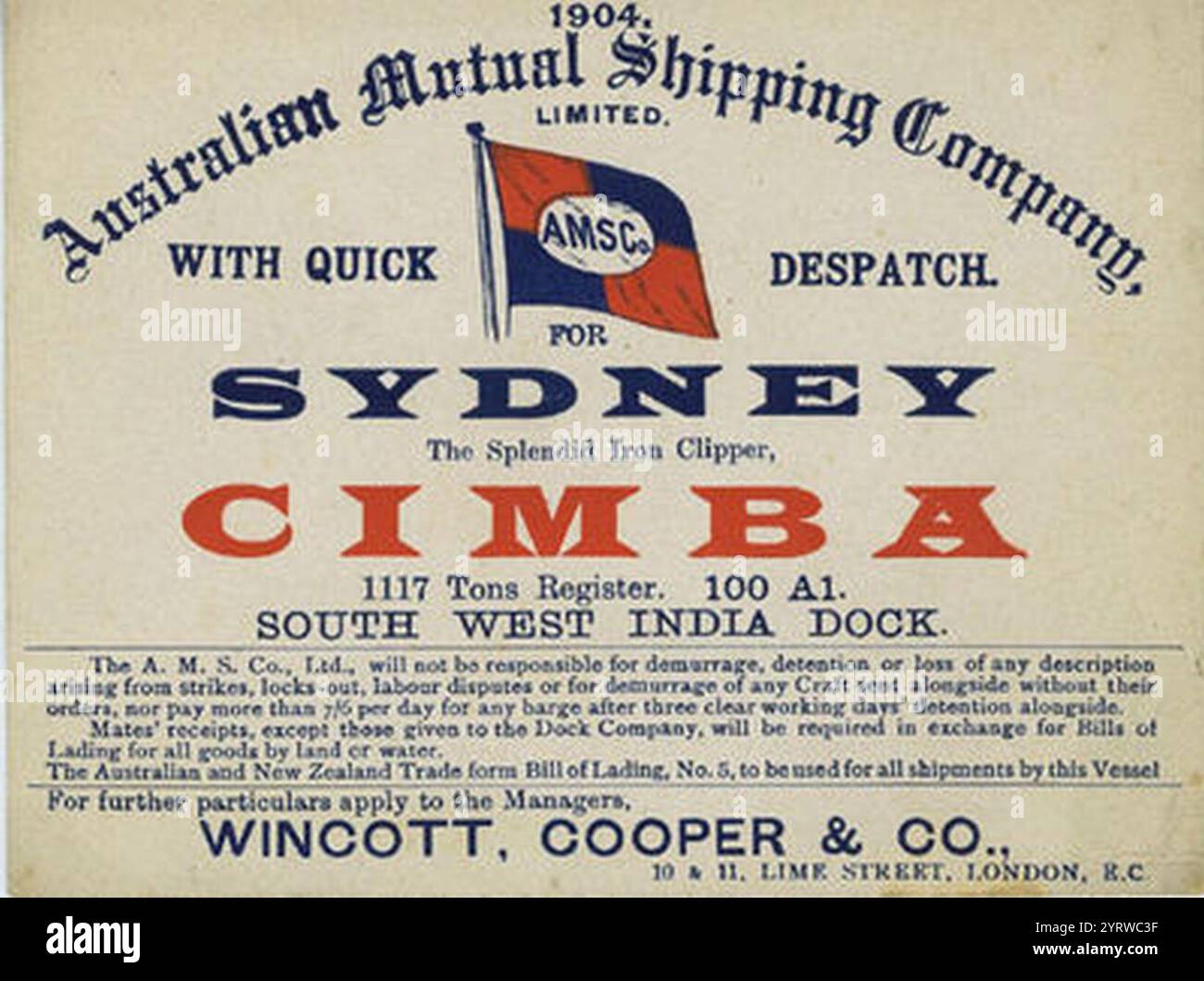 CIMBA Clipper ship sailing card Stock Photo - Alamy