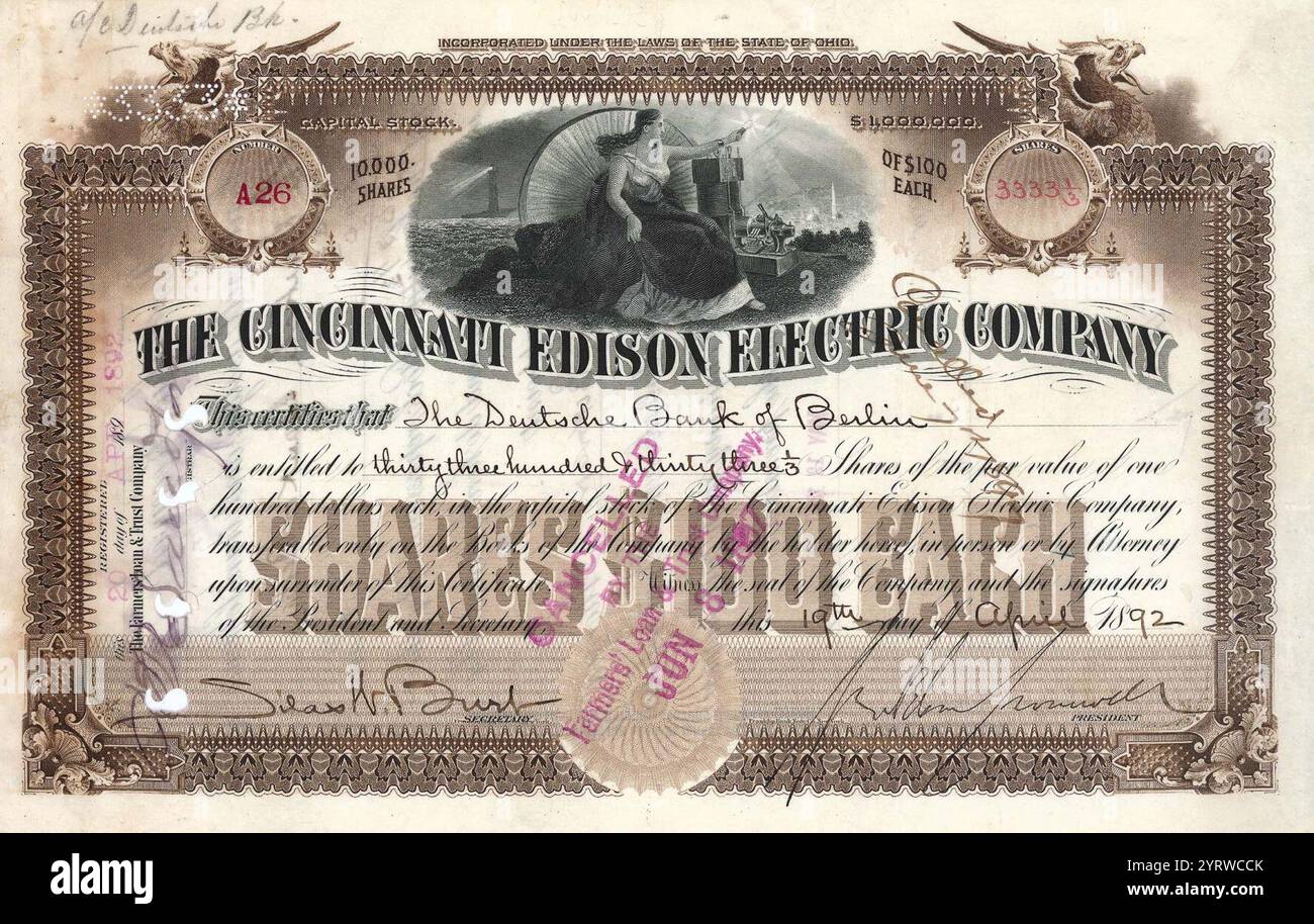 Cincinnati Edison Electric Company 1892 Stock Photo - Alamy