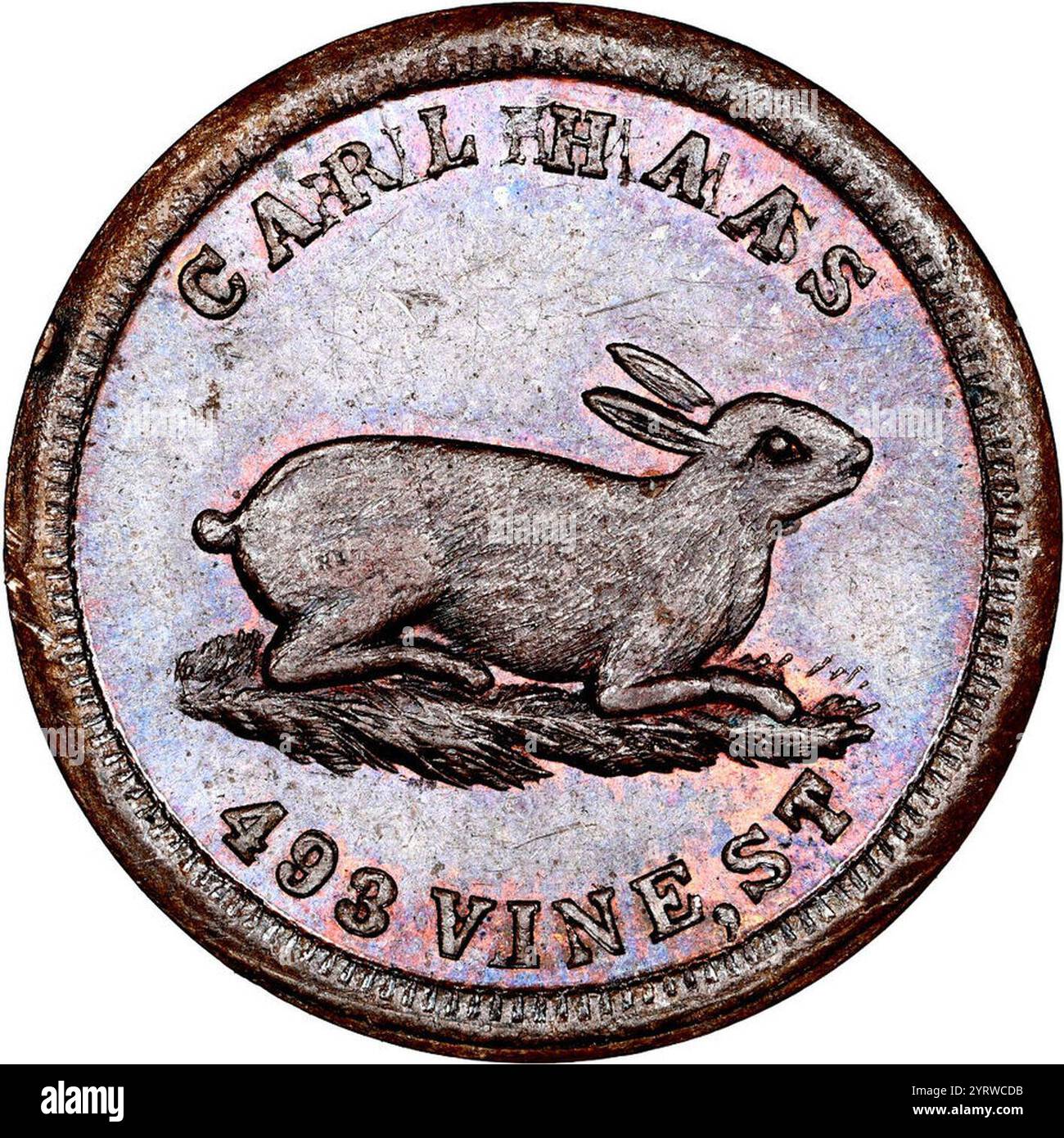 Cincinnati Ohio Civil War Token Carl Haas Bunny Rabbit NGC MS64 (1863 ...