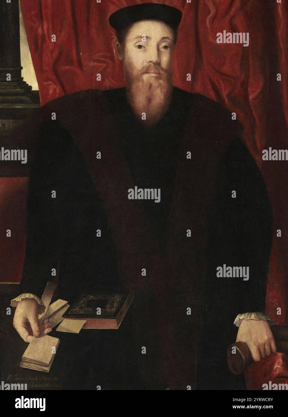 Circle of Gerlach Flicke portrait of Sir John Cheke Stock Photo - Alamy