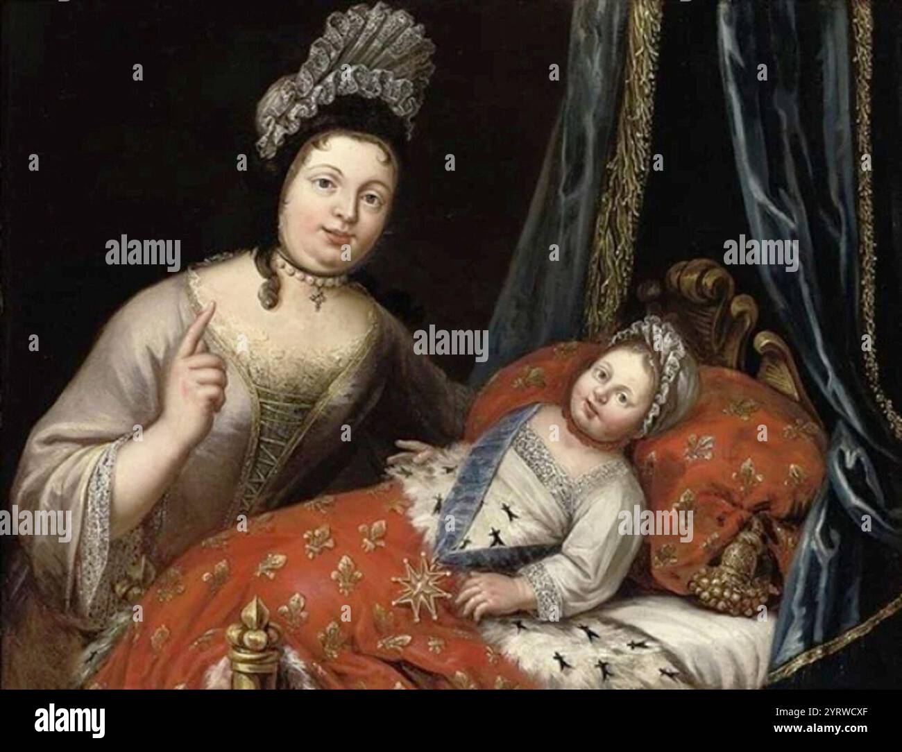 Circle of Mignard - Portrait of Louis XIV as an infant, with the royal ...