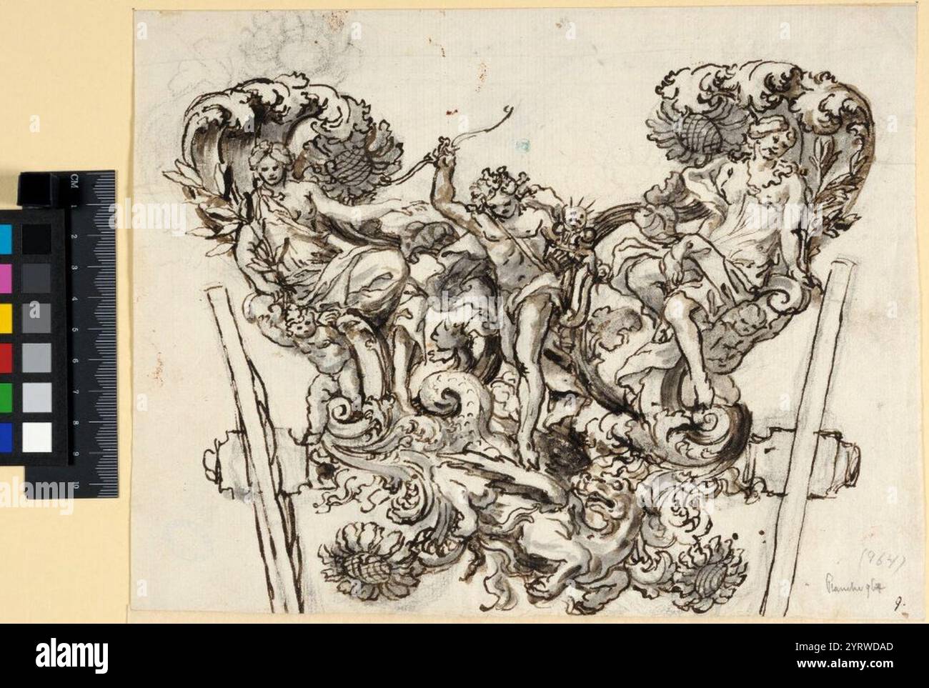 Ciro Ferri - Rear Frame of a Couch with Apollo Slaying Python Stock ...