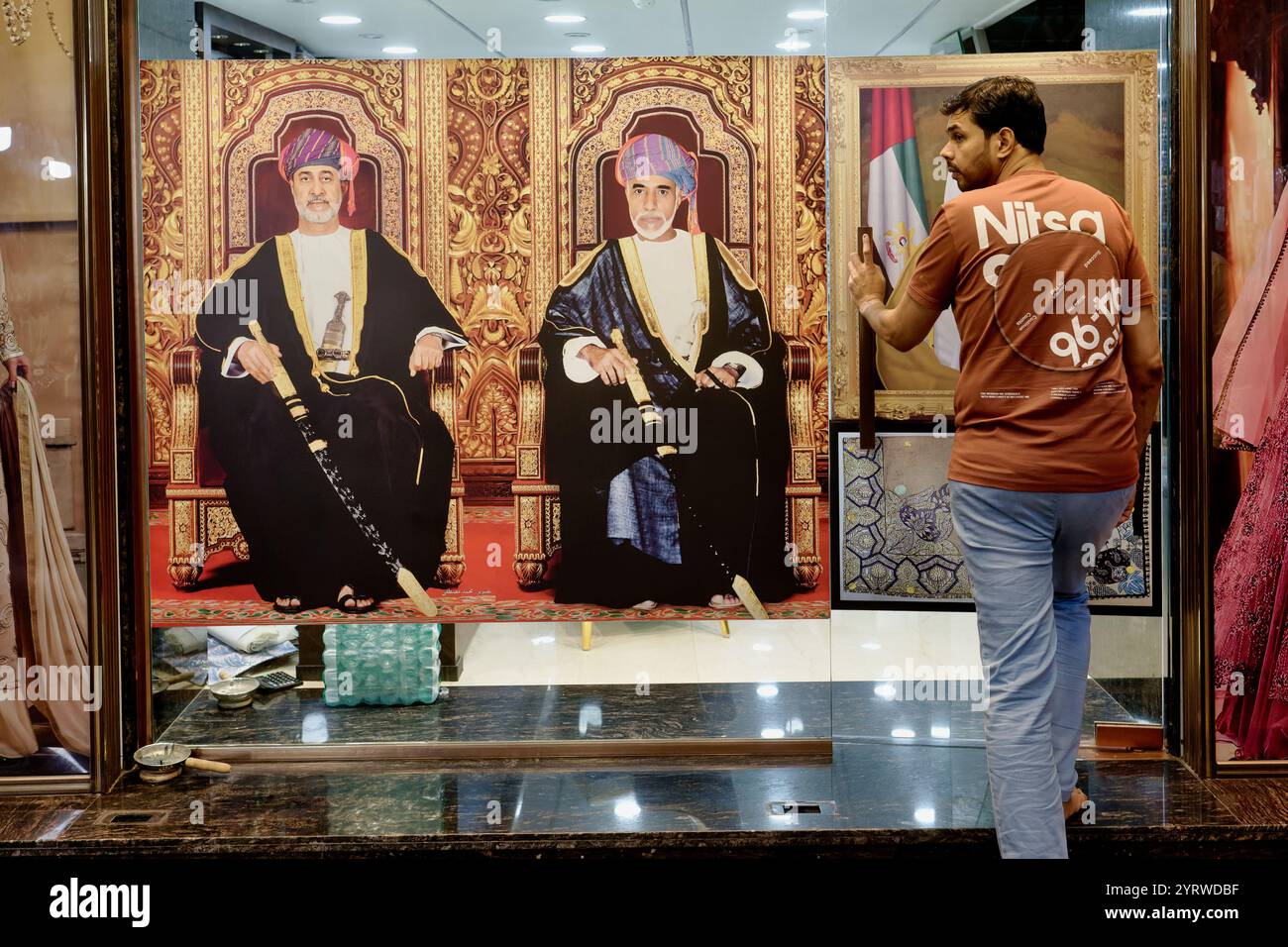 A man enters a textile shop in Grant Road, Mumbai, India, the shop ...