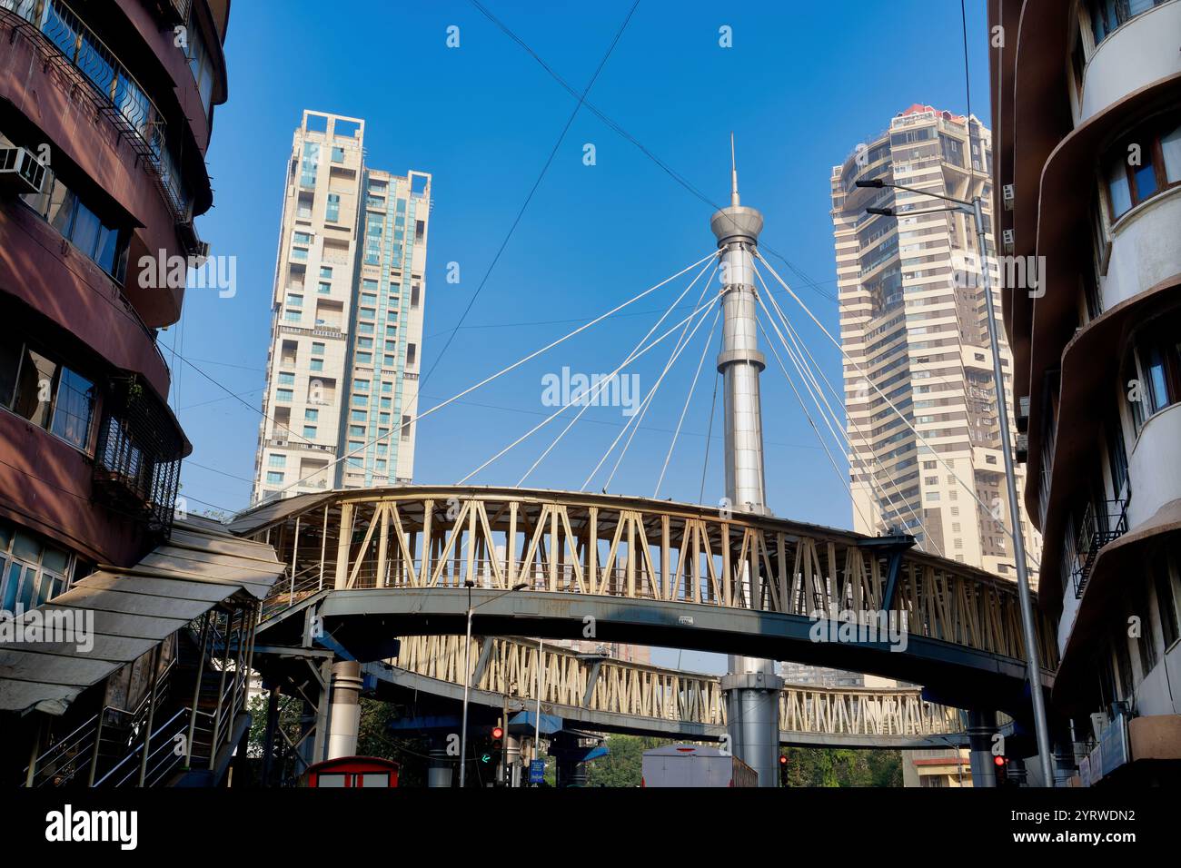 Nana Chowk in Mumbai, India, a major road junction with a pedestrian ...