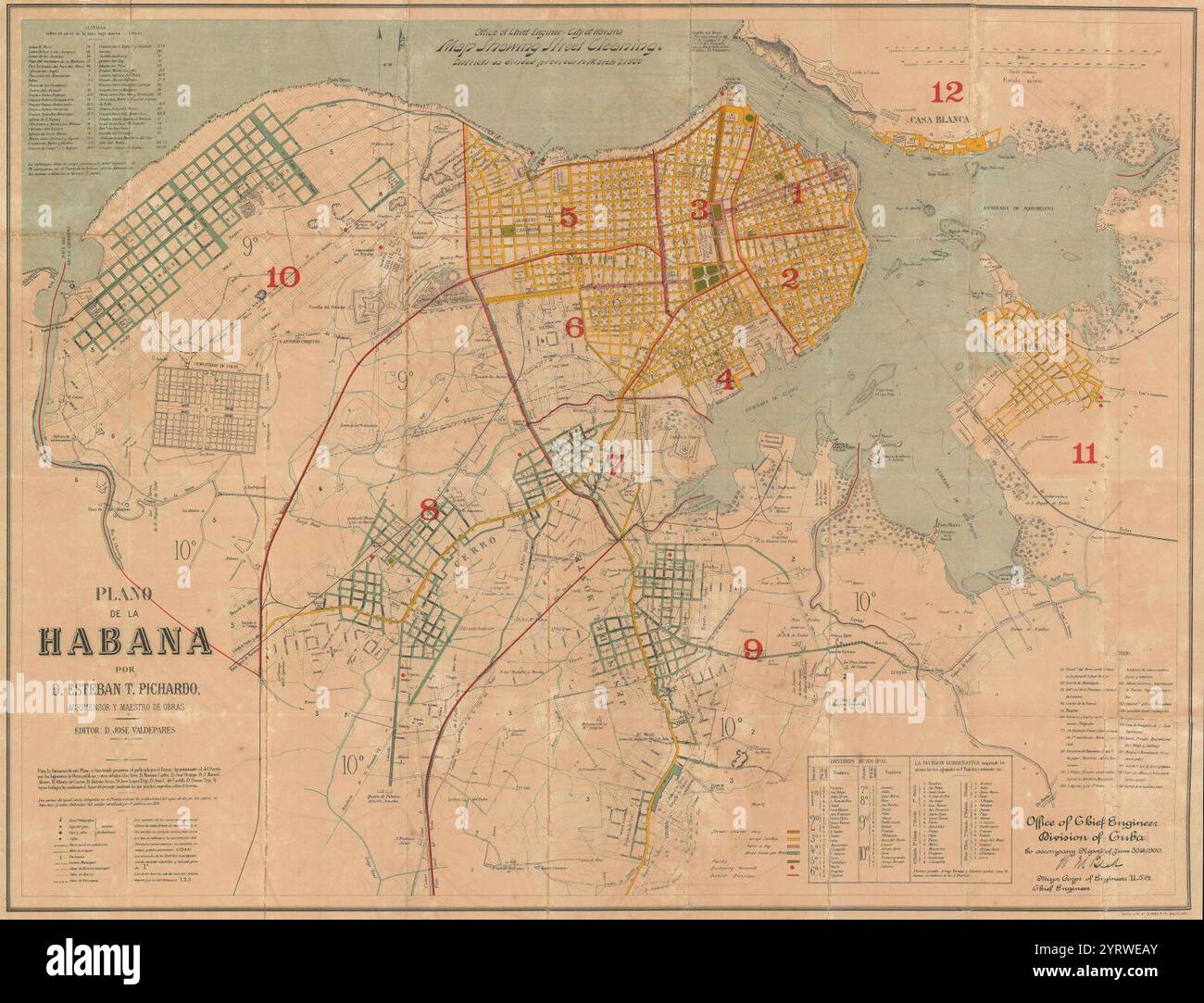 City of Havana. Map Showing Street Cleaning. Districts as divided ...