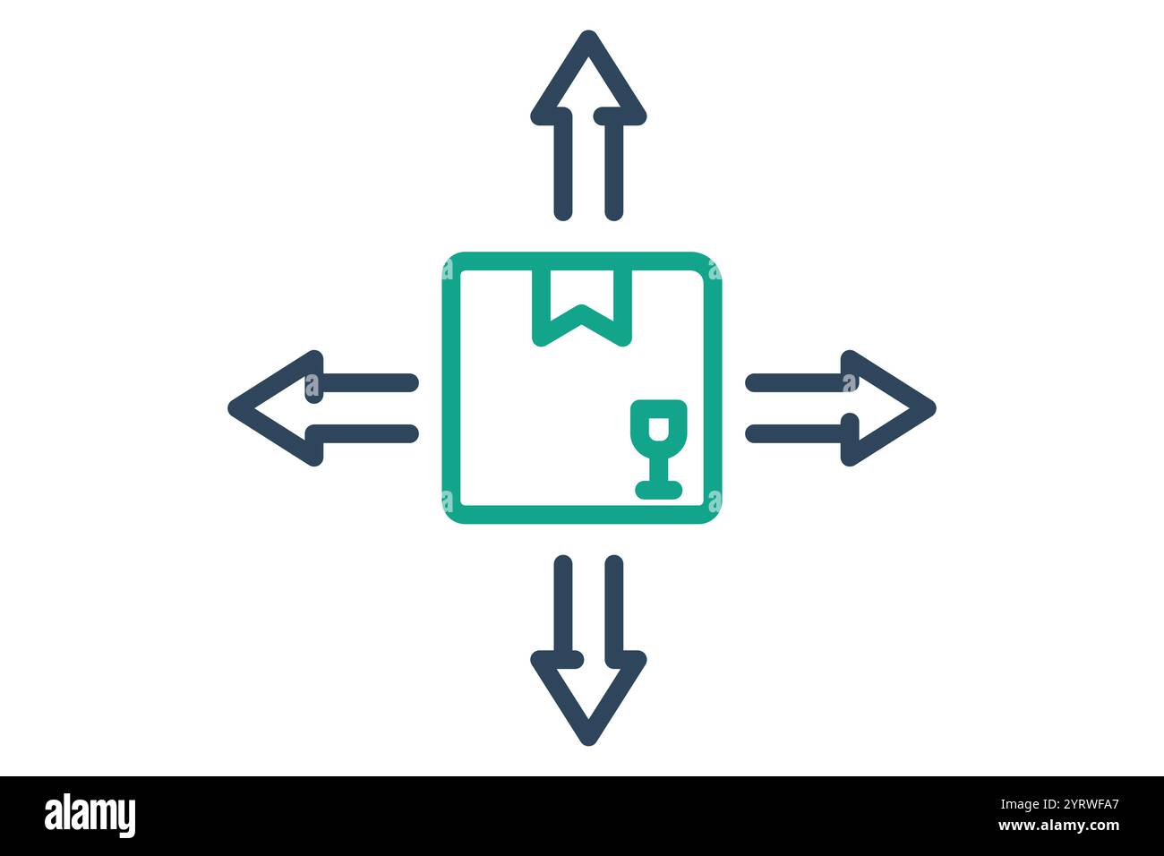 Distribution icon. line icon style. product with arrow. icon related to ...