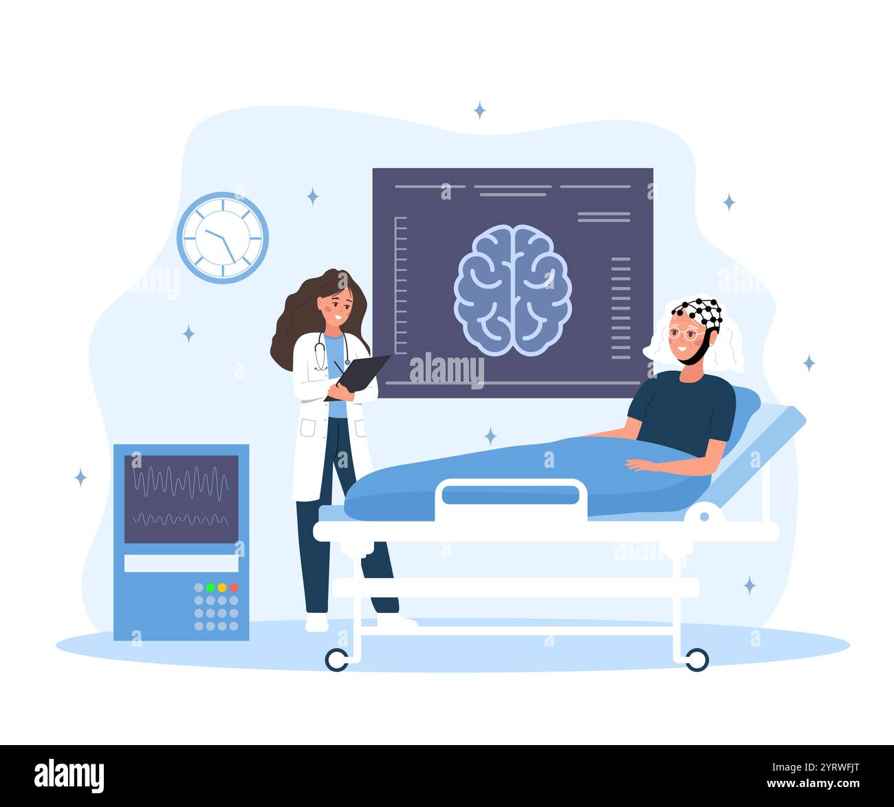 Neurologist concept. Female doctor examine MRI scan. Neurology disease ...