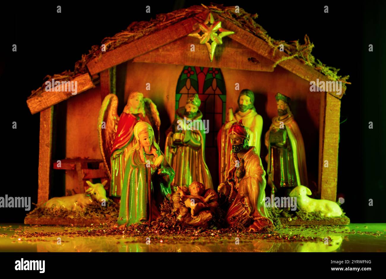 Christmas nativity scene. Christmas Jesus in crib. Christmas nativity ...