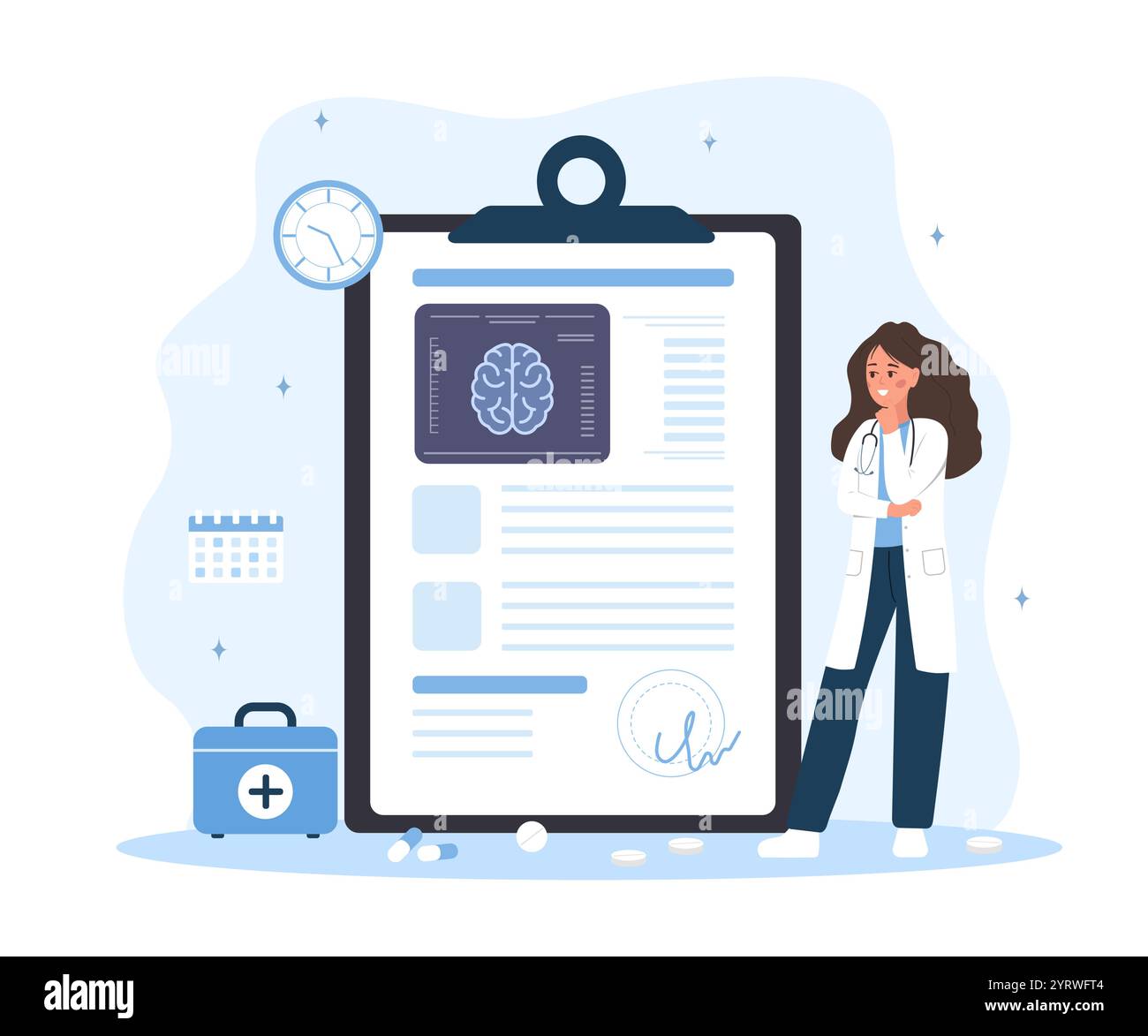 Neurosurgeon concept. Female doctor study brain diseases. Neurological ...