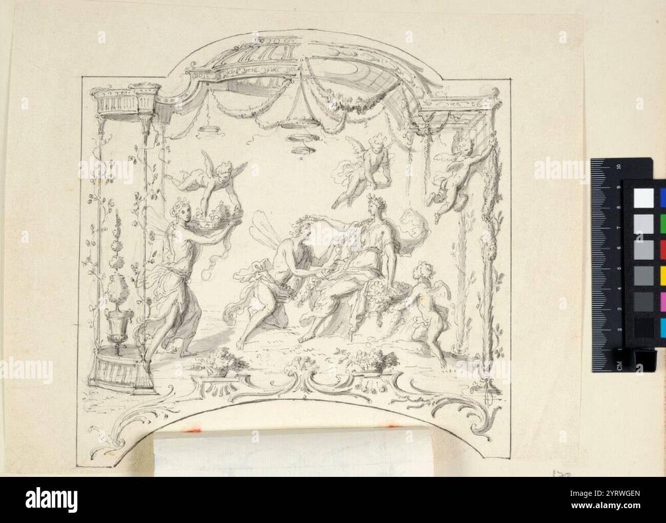 Claude Audran III - Draft for a Wall Panel with a Mythological Figural ...