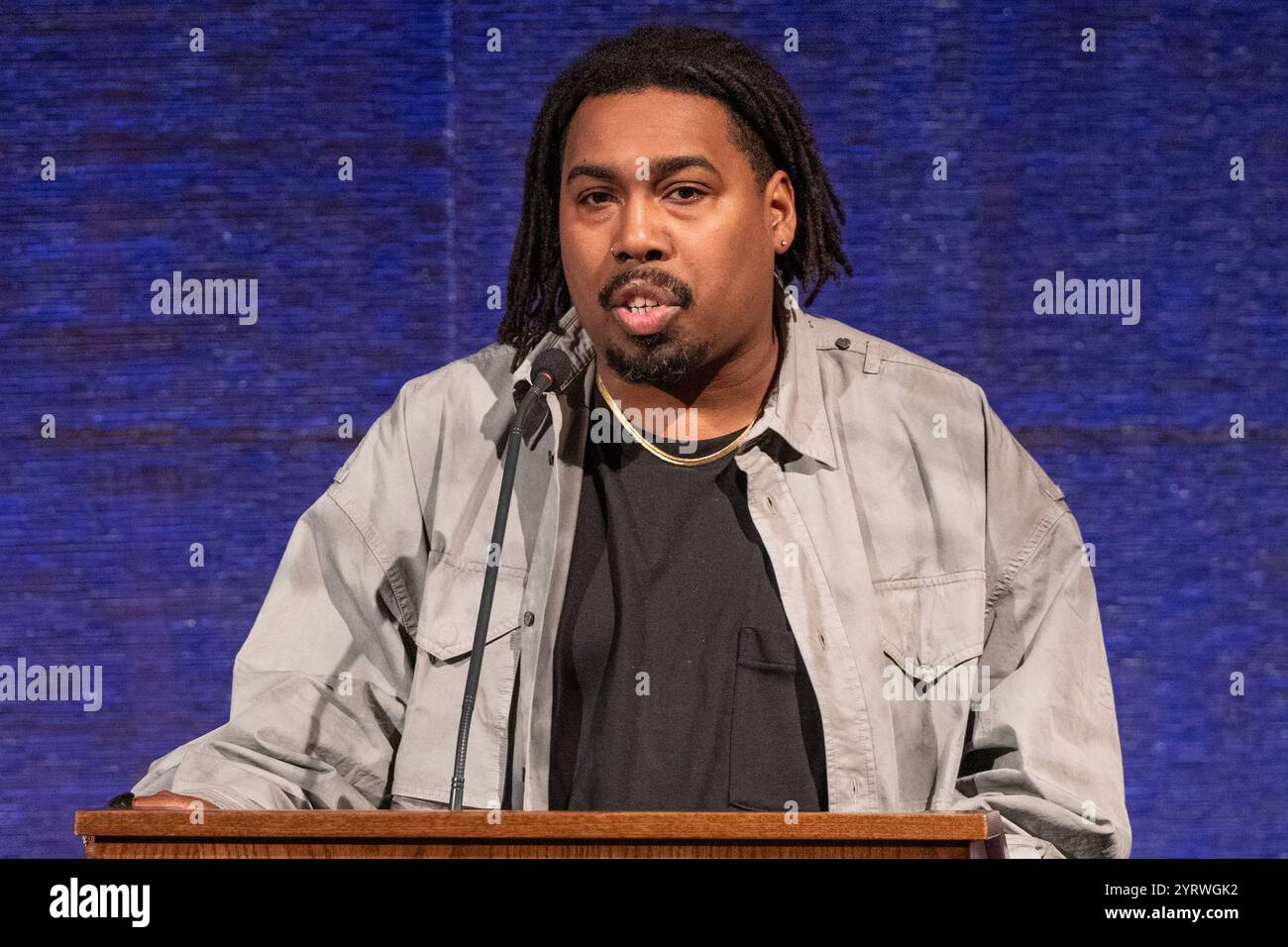 Poet Saeed Jones speaks during groundbreaking for the American LGBTQ+ ...