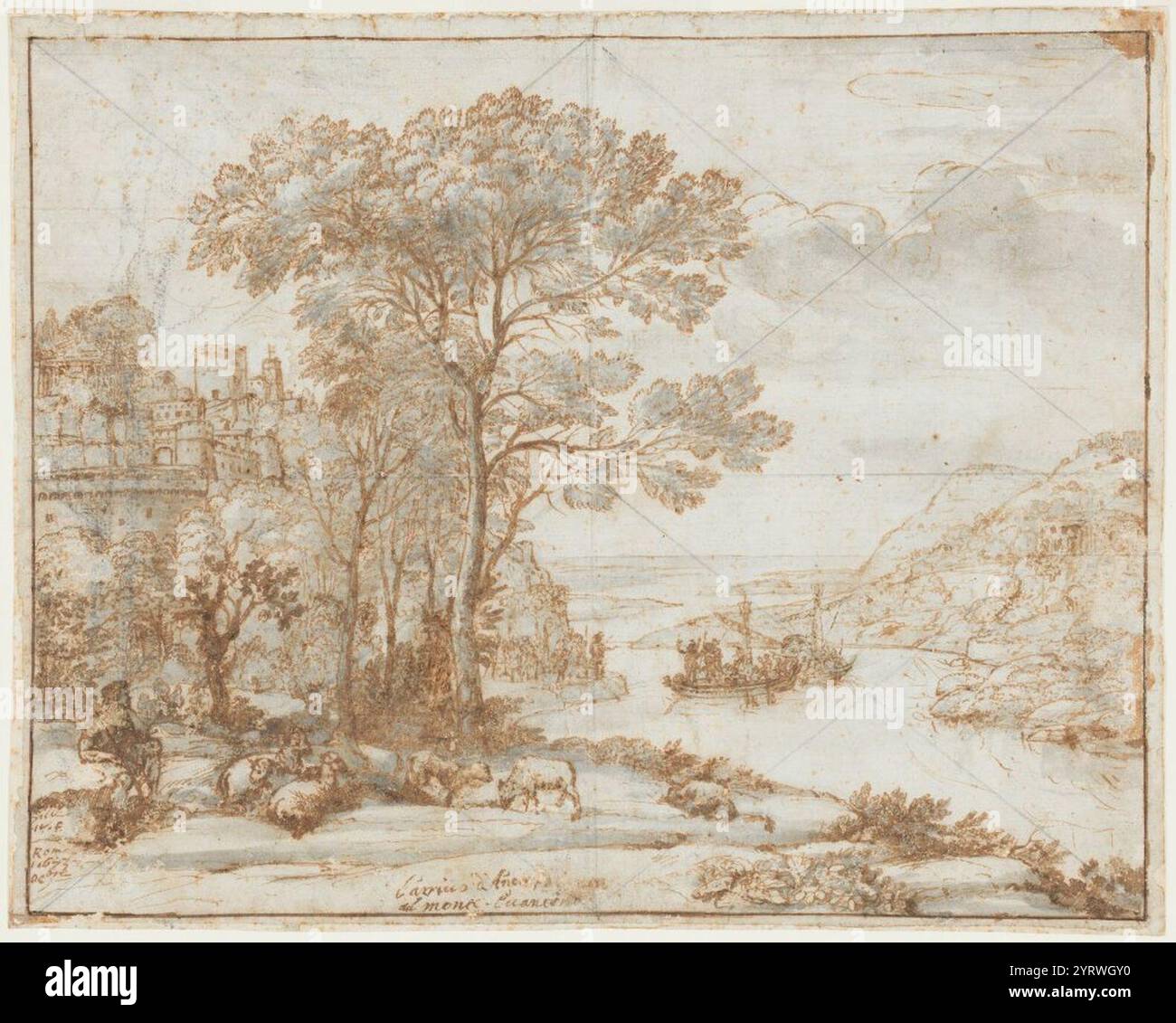 Claude Lorrain - Landscape with the Landing of Aeneas in Latium Stock ...